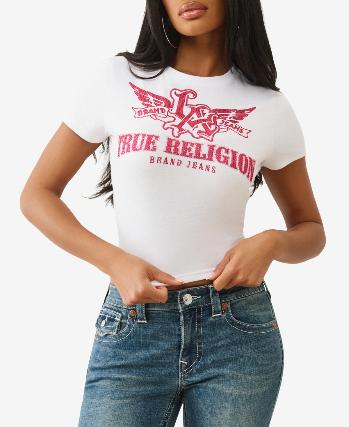 Click here for True Religion Womens Wing Crystal Baby T-Shirt - O... prices