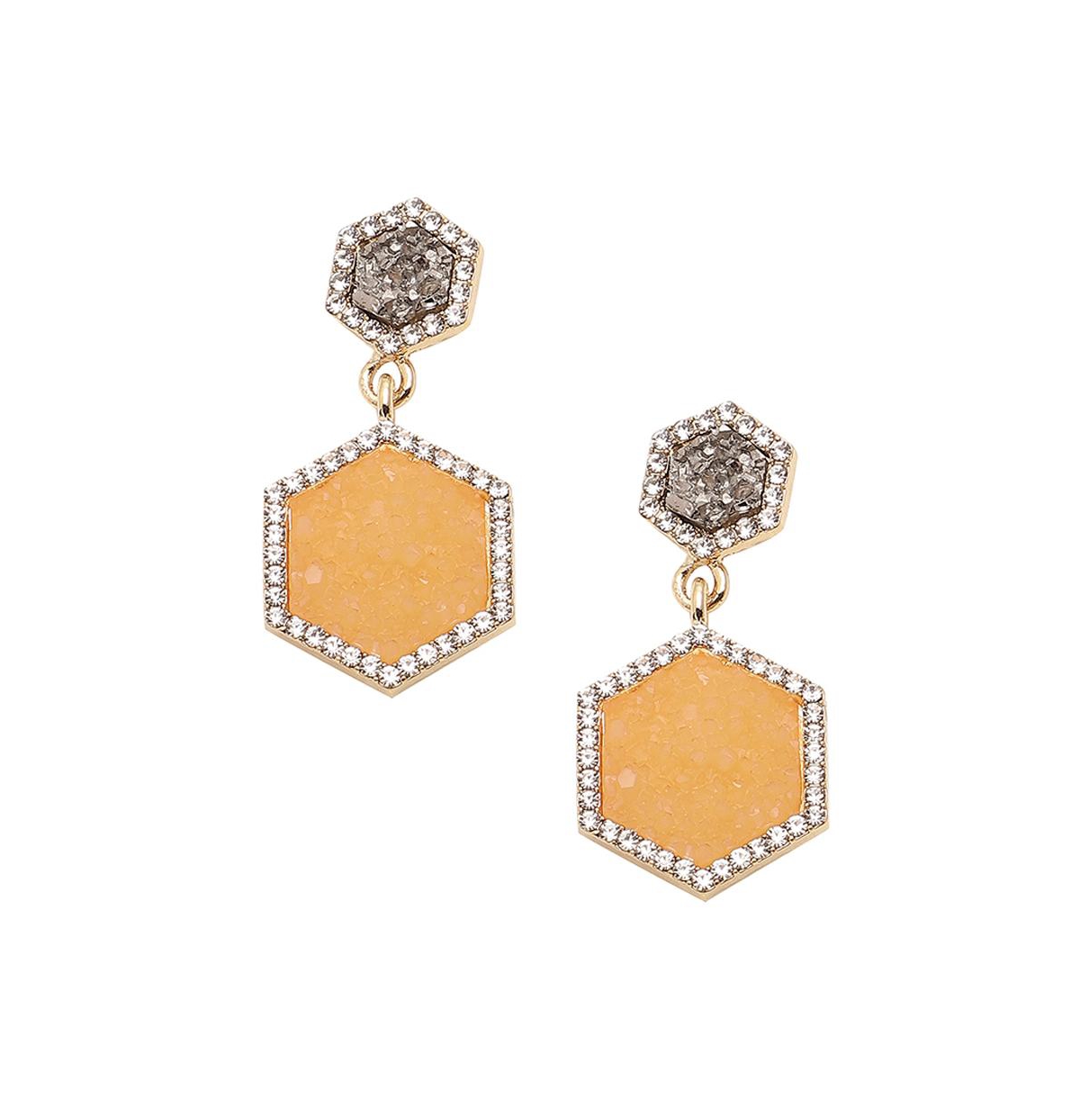 Click here for Sohi Womens Geometric Drop Earrings - Pink prices