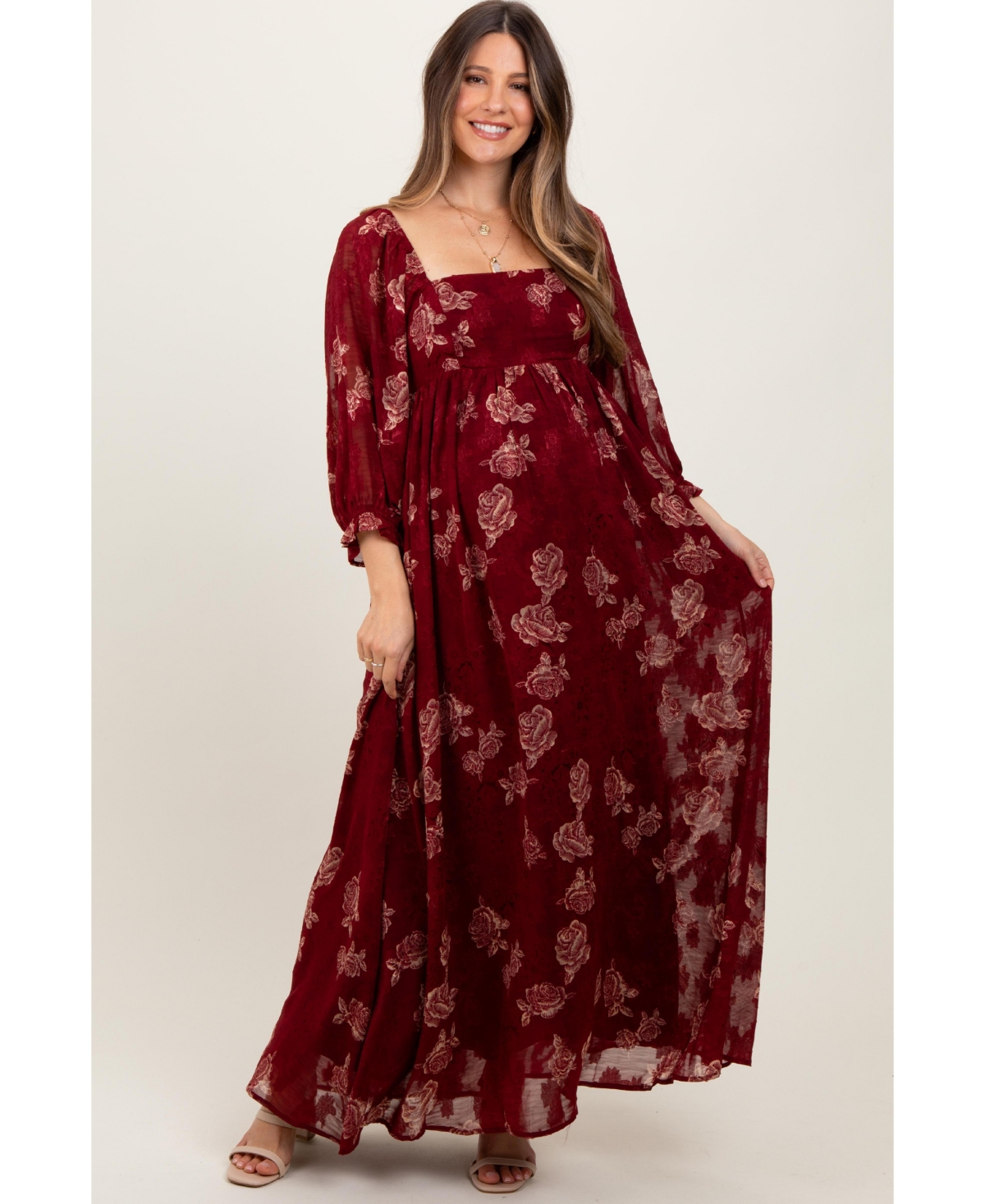 Click here for Pinkblush Maternity Burgundy Multi Floral Textured... prices