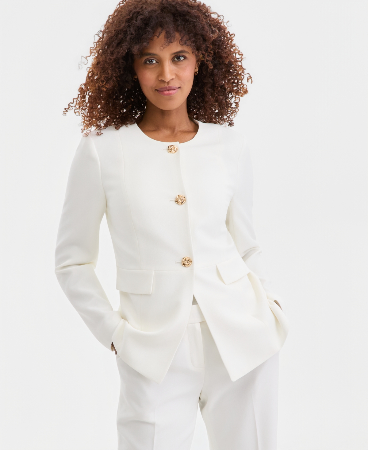 Click here for Kasper Womens Stretch Crepe Three-Button Seamed-Wa... prices