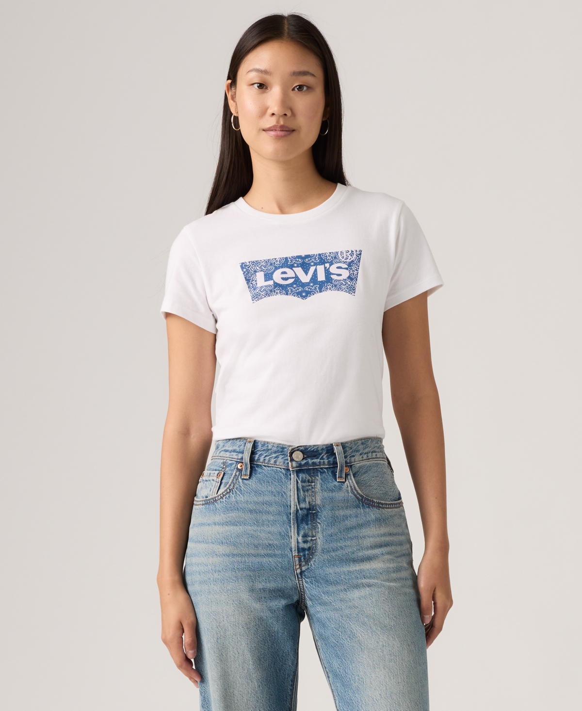 Click here for Levis Womens Perfect Graphic Logo Cotton T-shirt -... prices