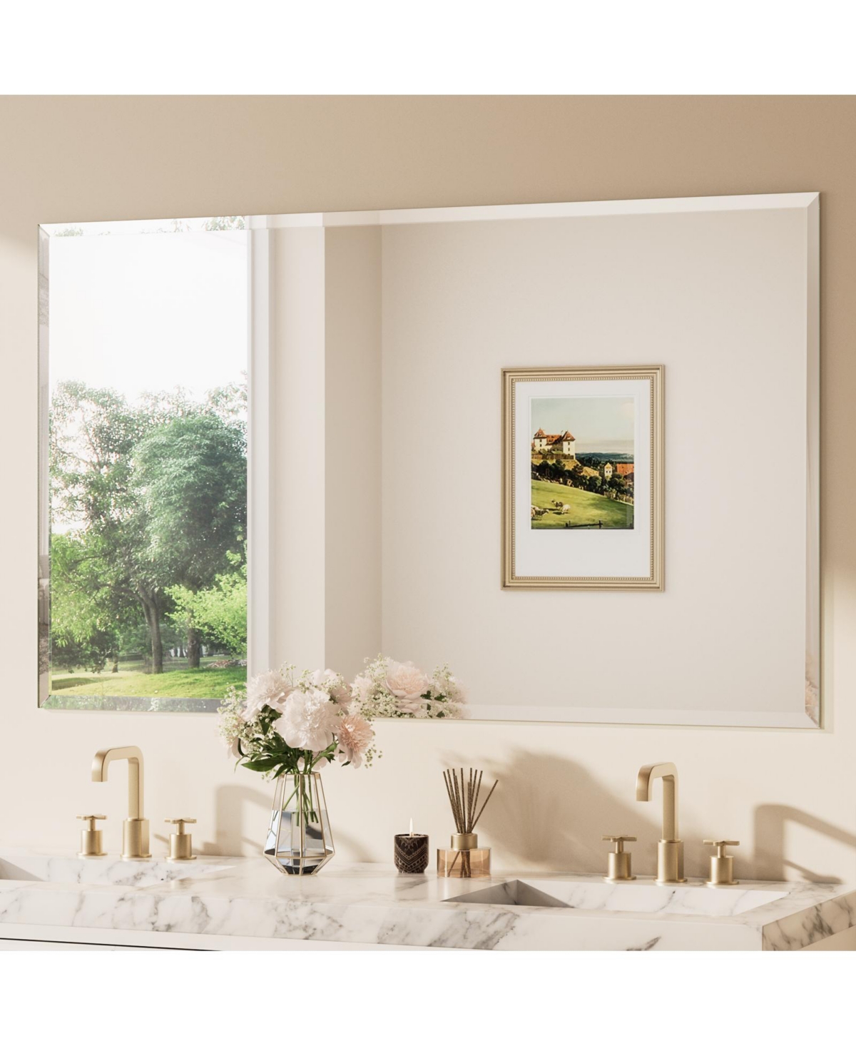 Click here for Keonjinn Inch Beveled Bathroom Vanity Mirror Shatt... prices