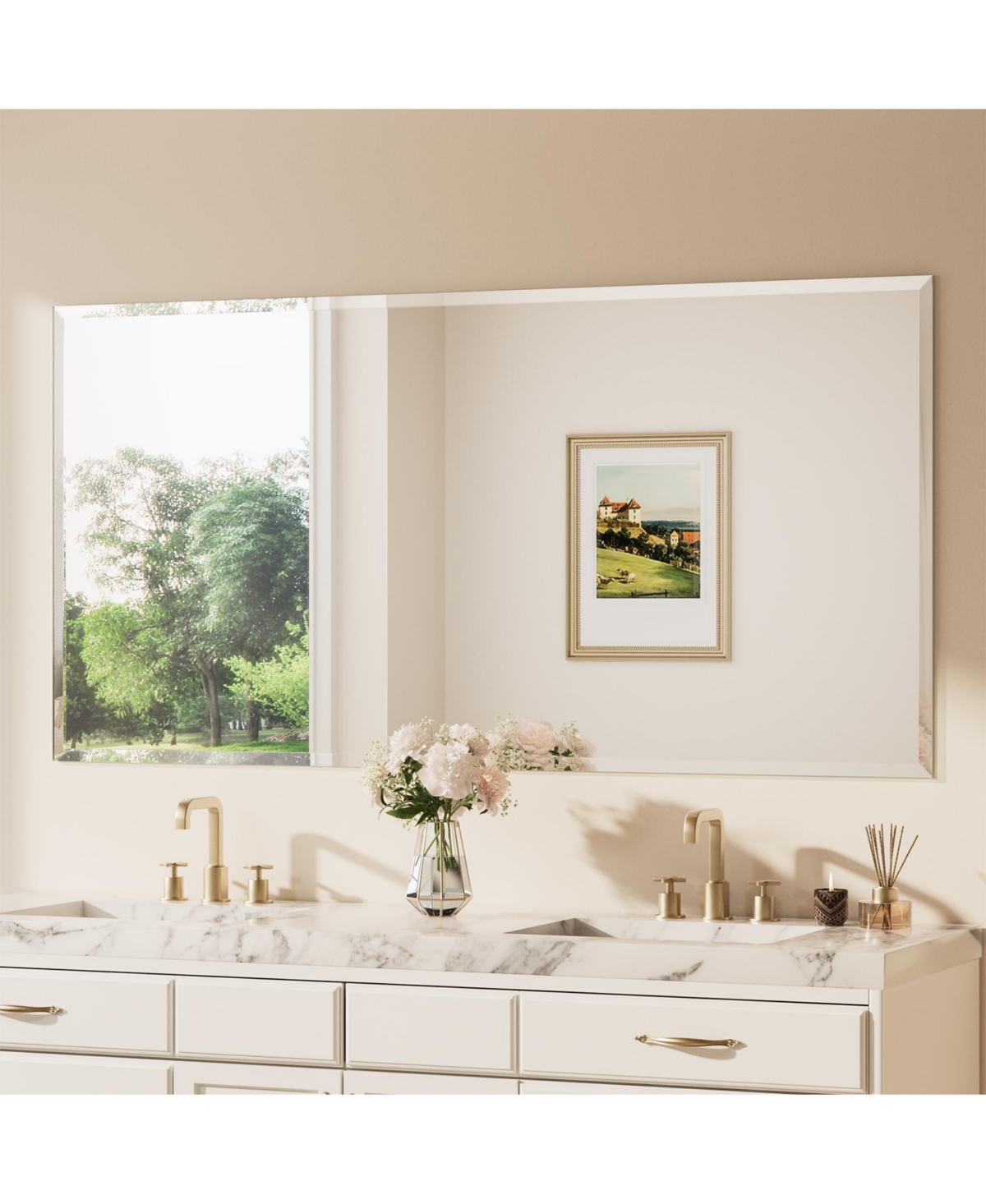 Click here for Keonjinn Inch Beveled Bathroom Vanity Mirror Shatt... prices