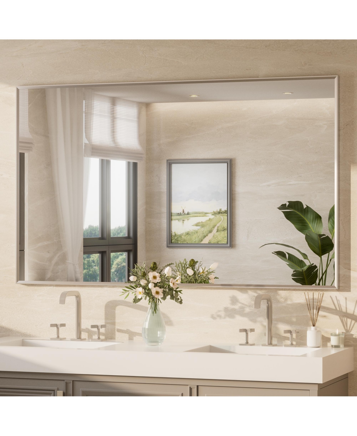 Click here for Keonjinn Inch Brushed Nickel Bathroom Vanity Mirro... prices