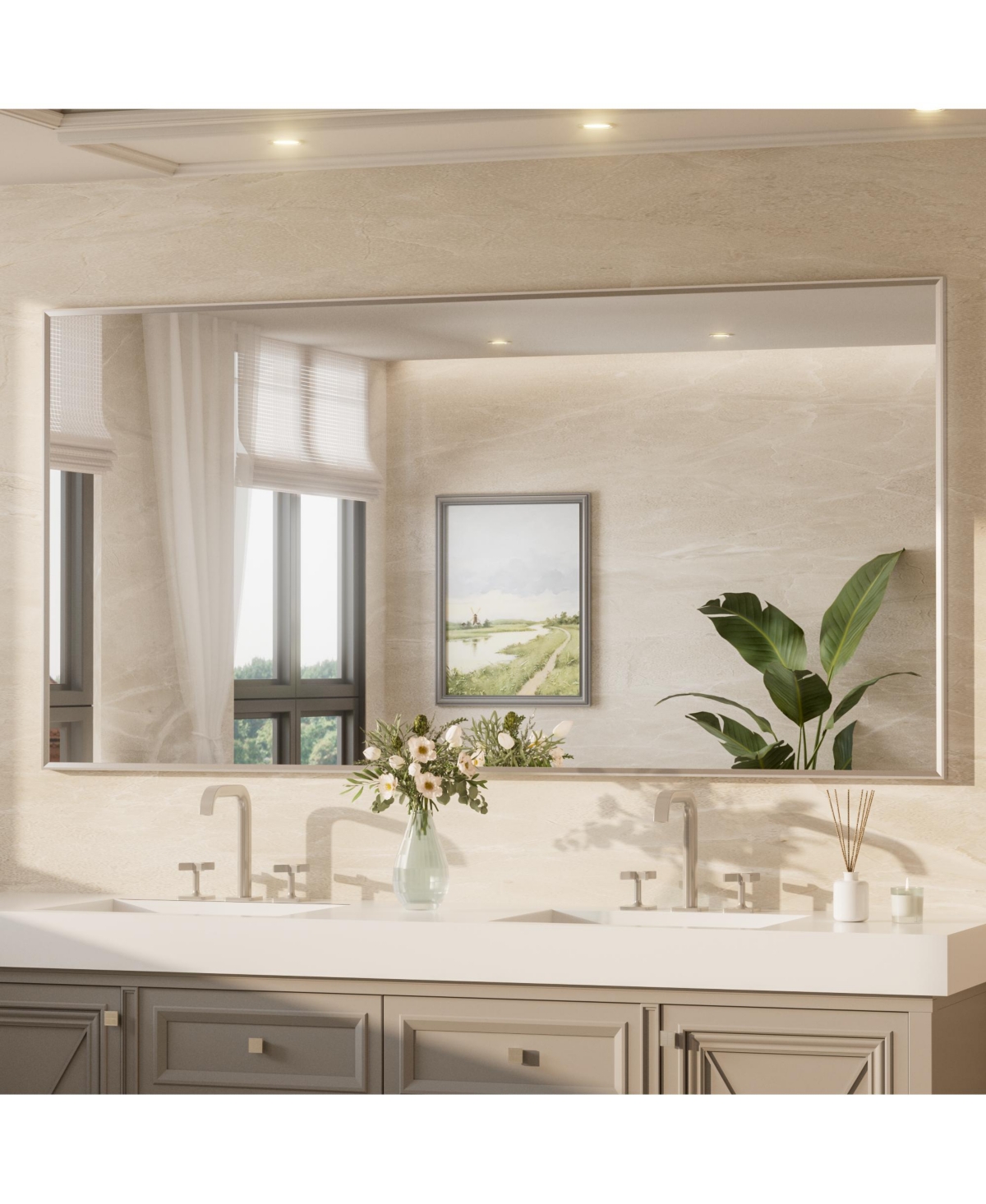 Click here for Keonjinn Inch Brushed Nickel Bathroom Vanity Mirro... prices