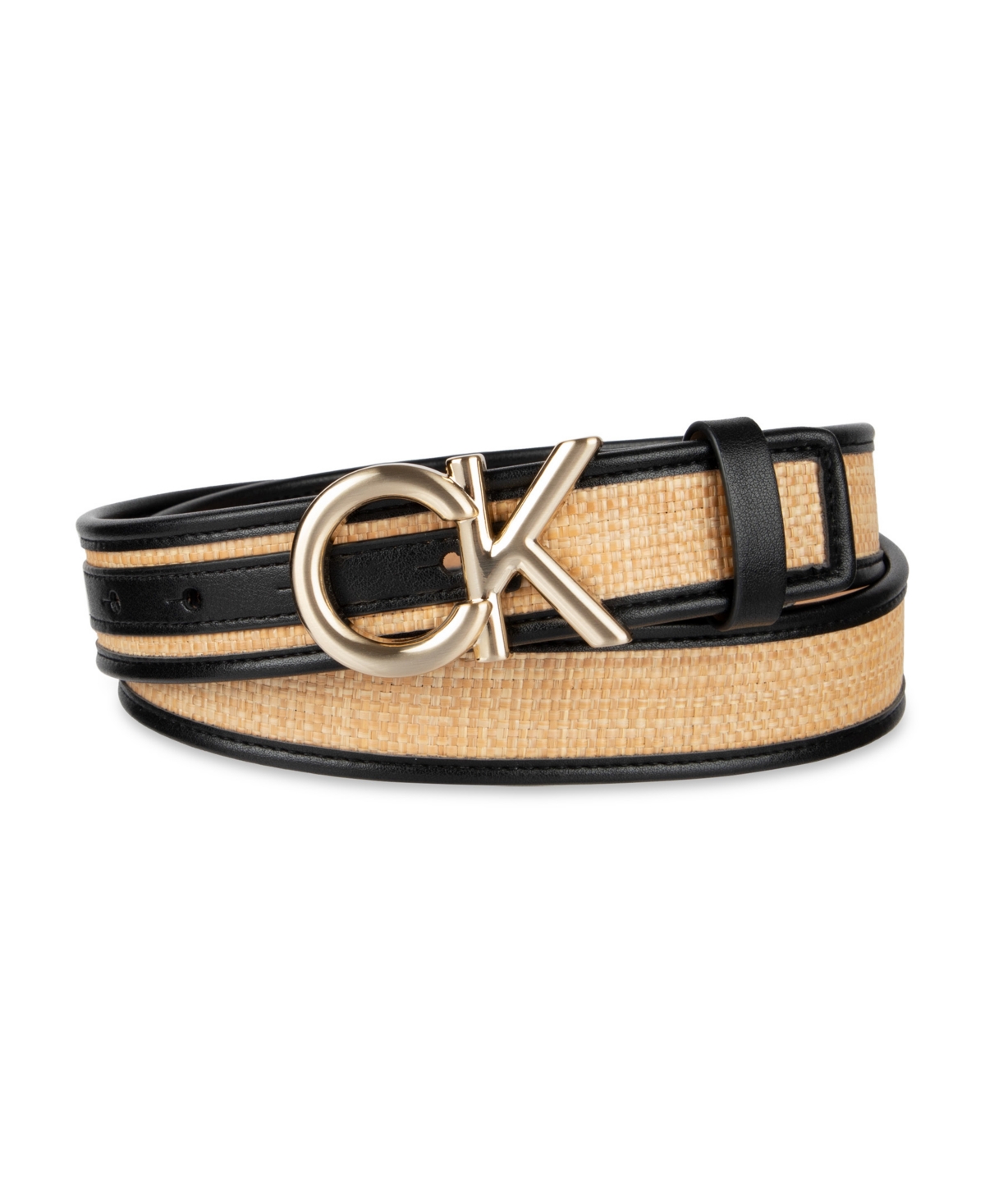 Click here for Calvin Klein Womens Woven Inlay Leather Belt with... prices