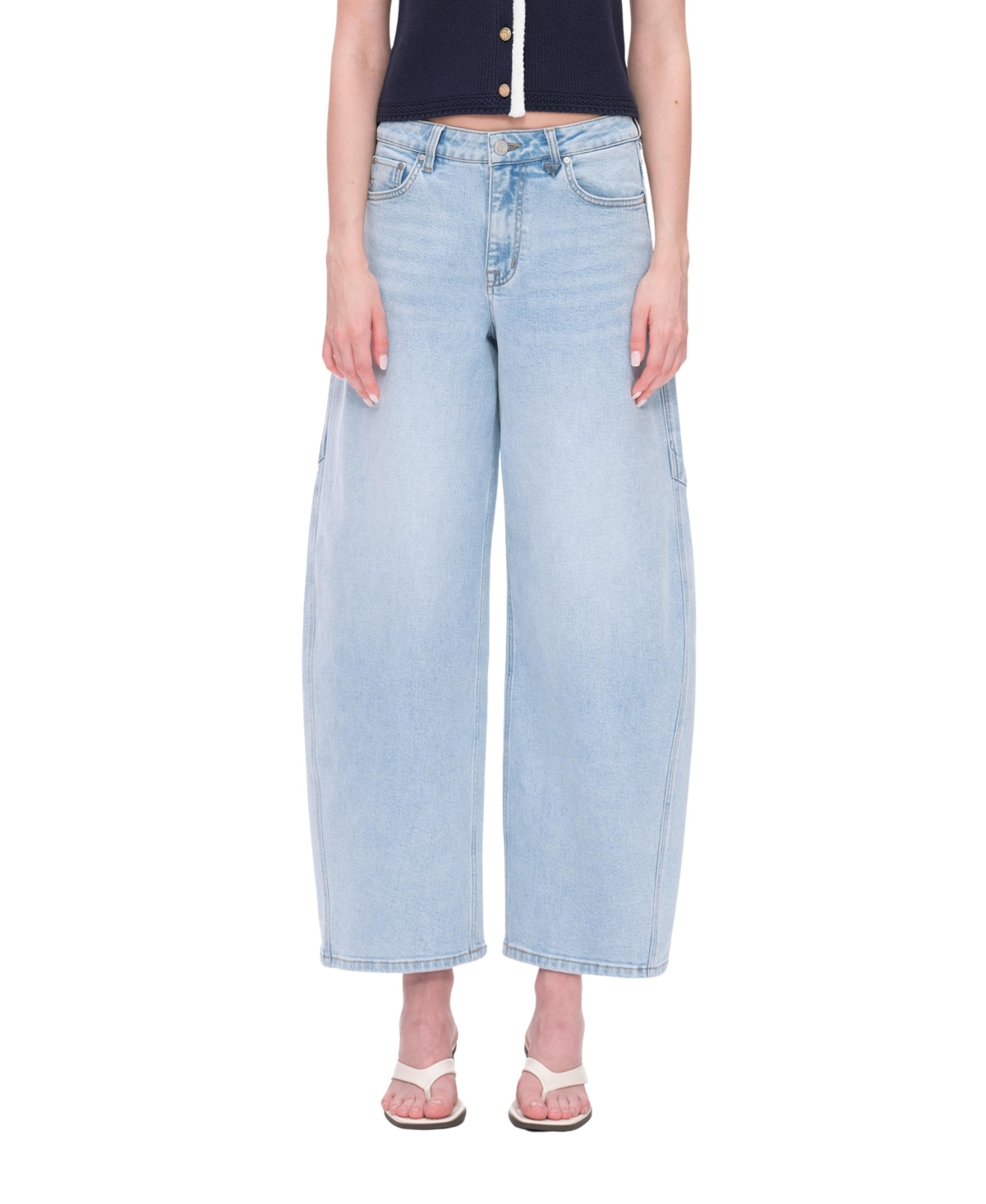 Click here for Bayeas Womens Mid Rise Balloon Jeans - Light blue prices