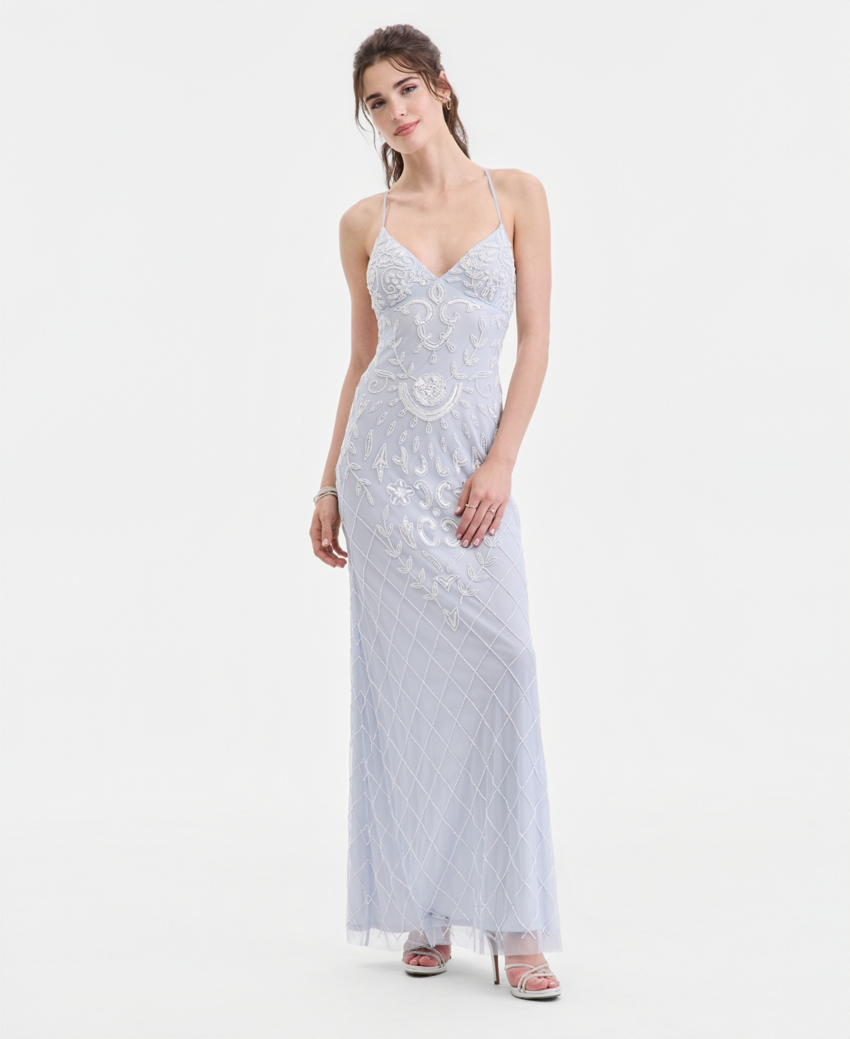 Click here for Jump Juniors Beaded-Mesh Evening Gown - LIGHT BLUE prices