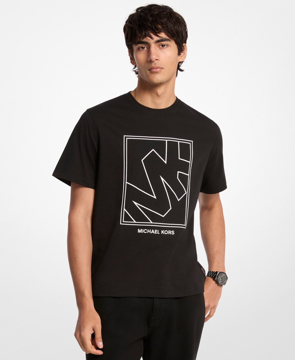 Click here for Michael Kors Mens Flagship Logo T-Shirt - Black prices