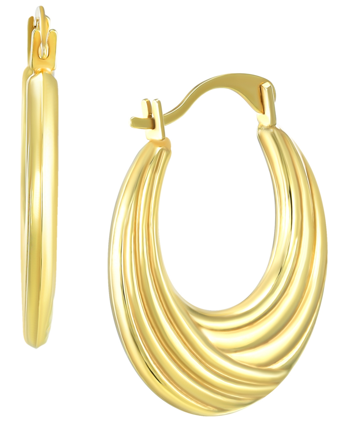 Click here for Macys Modern Chunky Ribbed Hoop Earrings in 10k Ye... prices