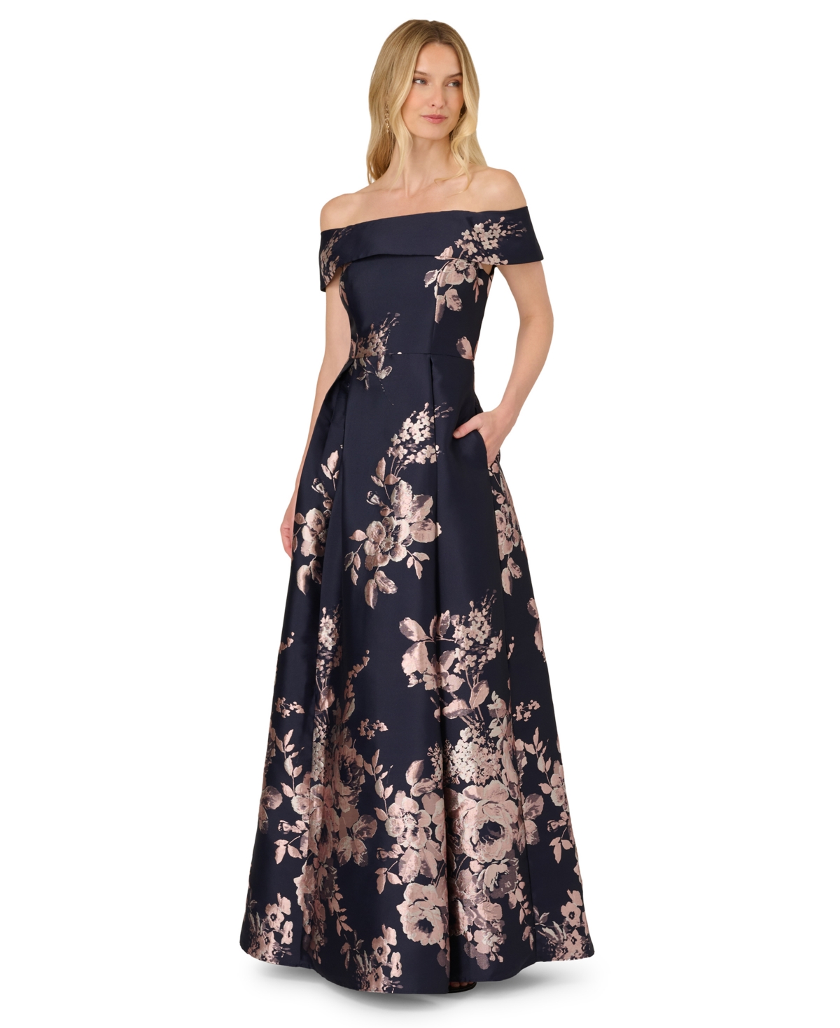 Click here for Adrianna Papell Womens Floral Print Off-The-Should... prices