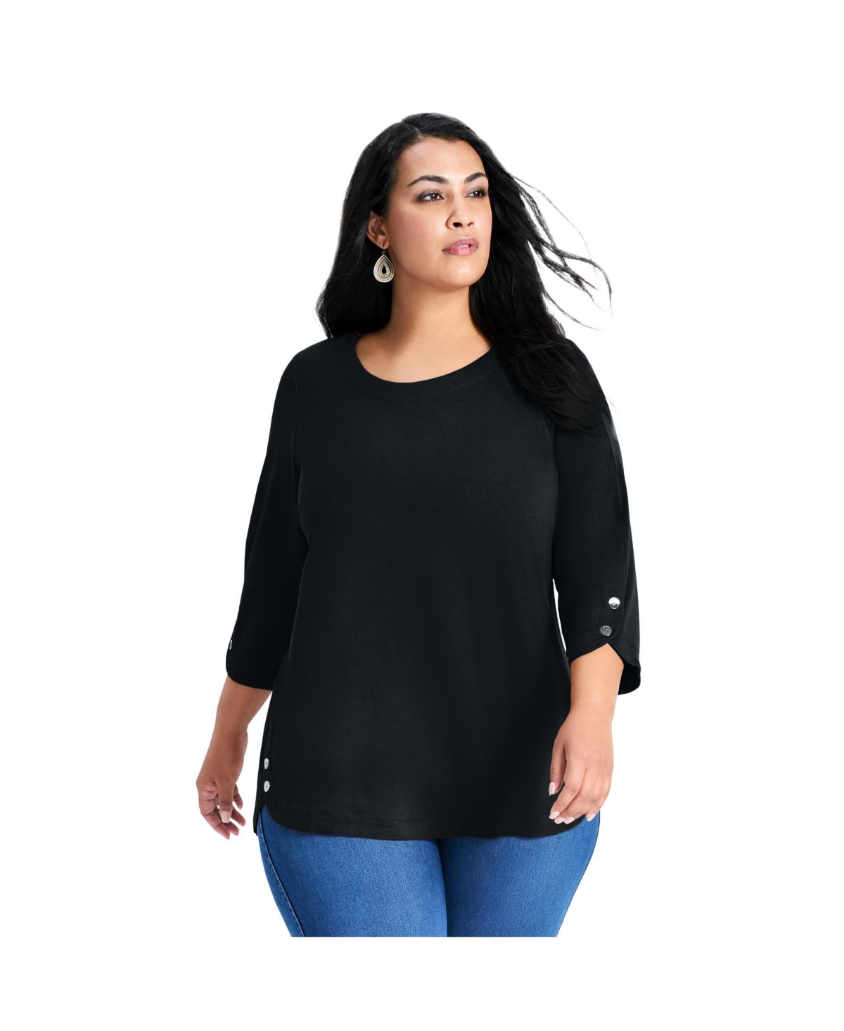 Click here for Avenue Womens Plus Size Sabrina Btn Dtl 3/4 Slv To... prices