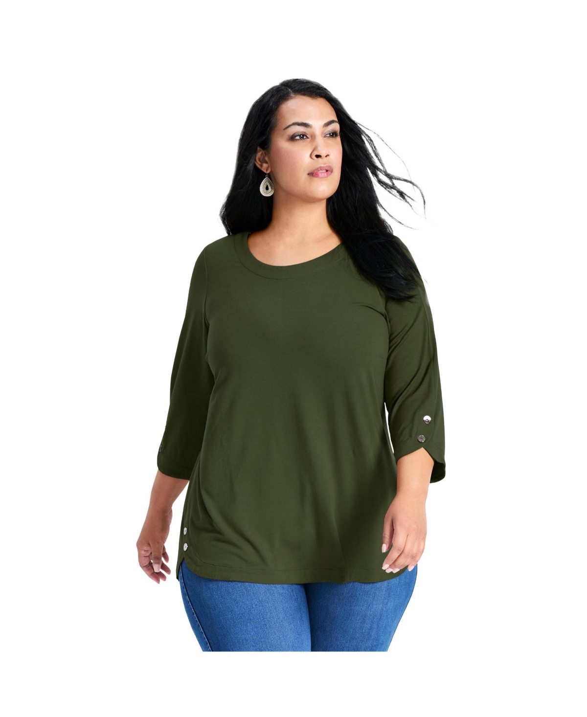 Click here for Avenue Womens Plus Size Sabrina Btn Dtl 3/4 Slv To... prices