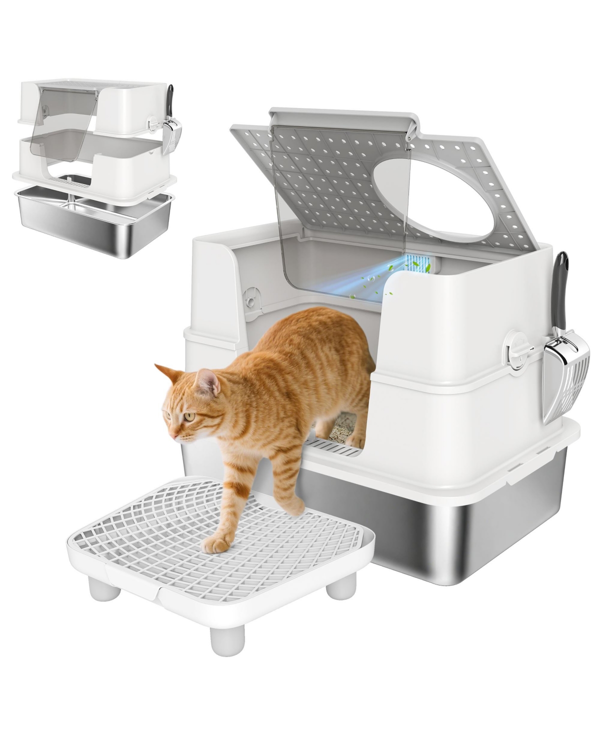 Click here for PawHut Xl Stainless Steel Litter Box with 100°... prices