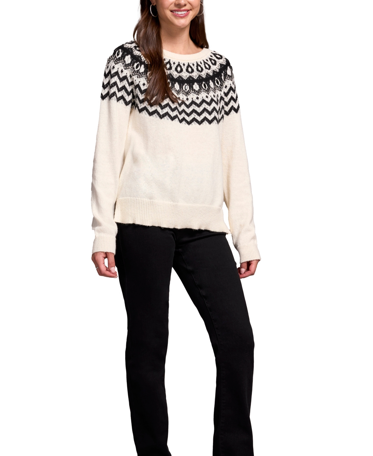 Click here for Tribal Womens Soft Beaded Fair Isle Scoop Neck Swe... prices