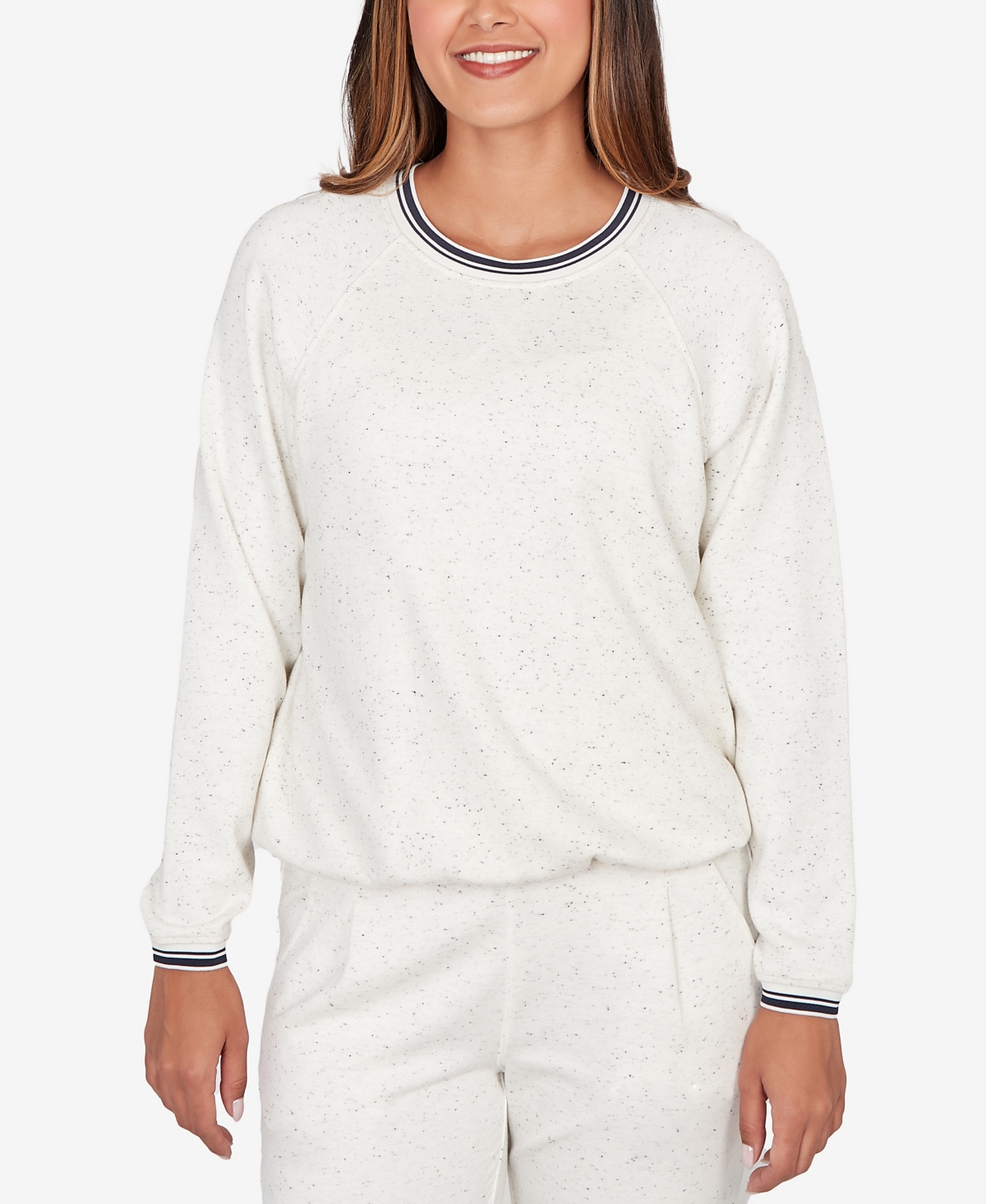 Click here for Ruby Rd. Petite Bubble Hem Fleck Knit Pullover Top... prices