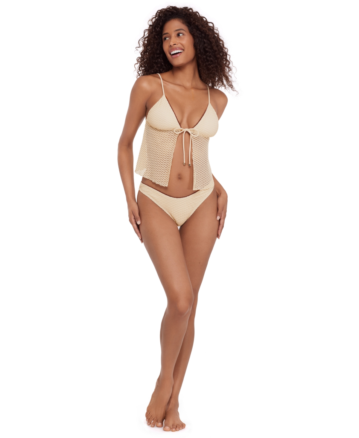 Click here for Steve Madden Womens Tie Front Crop Tankini Top - P... prices