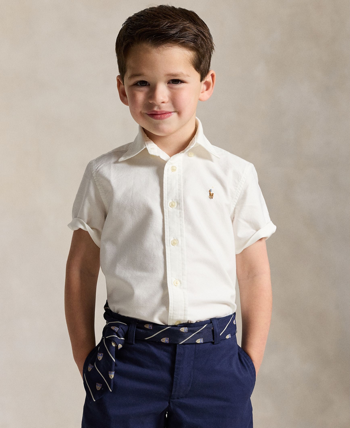 Polo Ralph Lauren Toddler and Little Boys Oxford Short-Sleeve Shirt - White