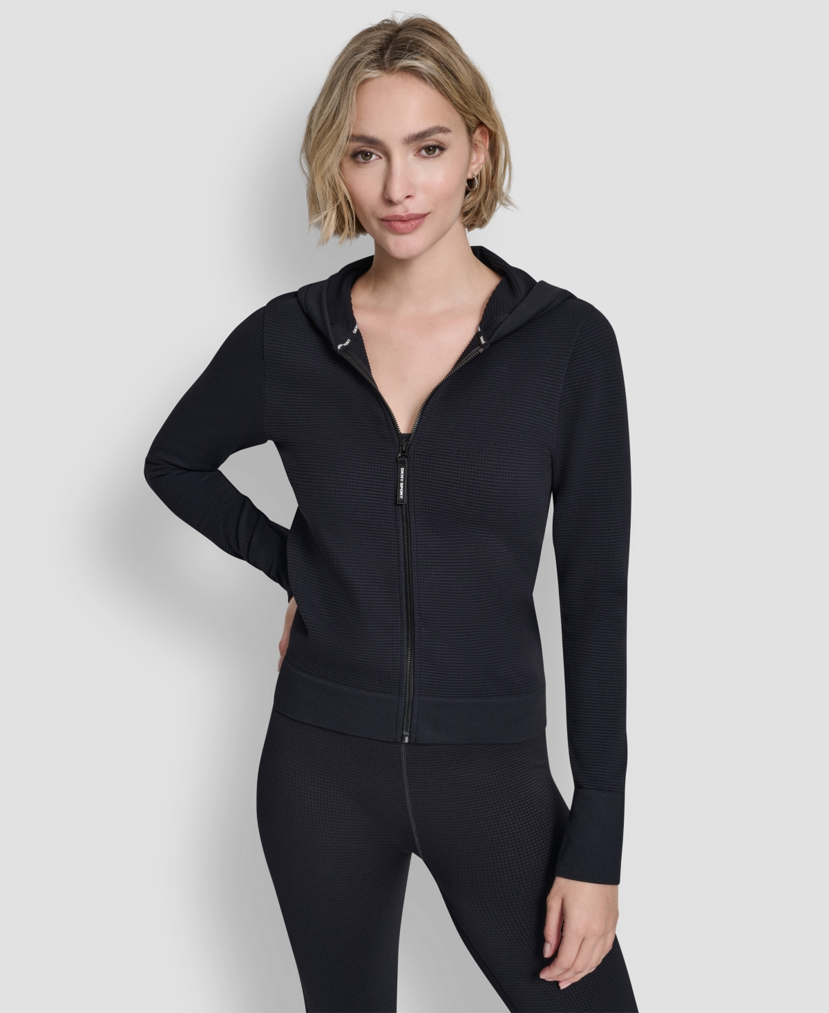 Click here for Dkny Womens Long-Sleeve Hoodie Jacket - Black prices