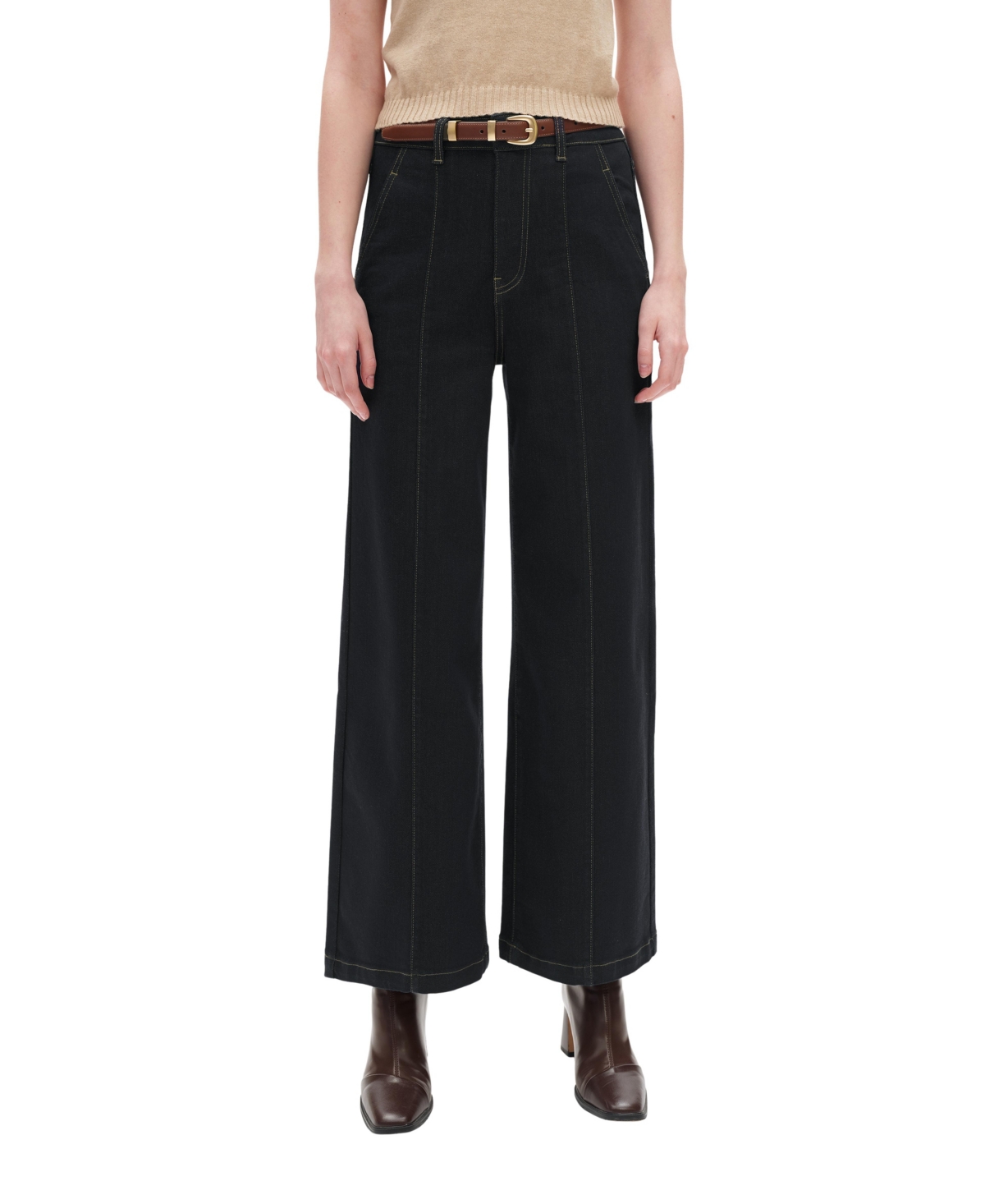 Click here for Bayeas Womens Ultra High-Rise Raw Denim Belted Wid... prices