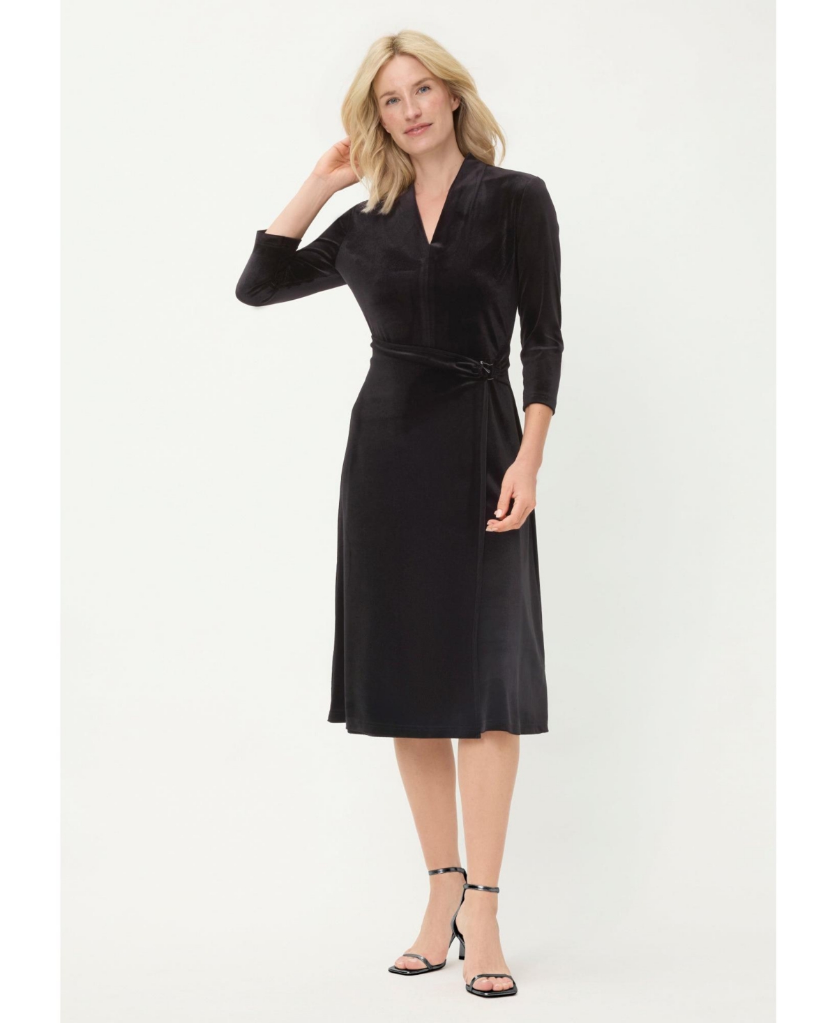 Click here for Olsen Womens Faux Wrap Velvet Dress - Black prices