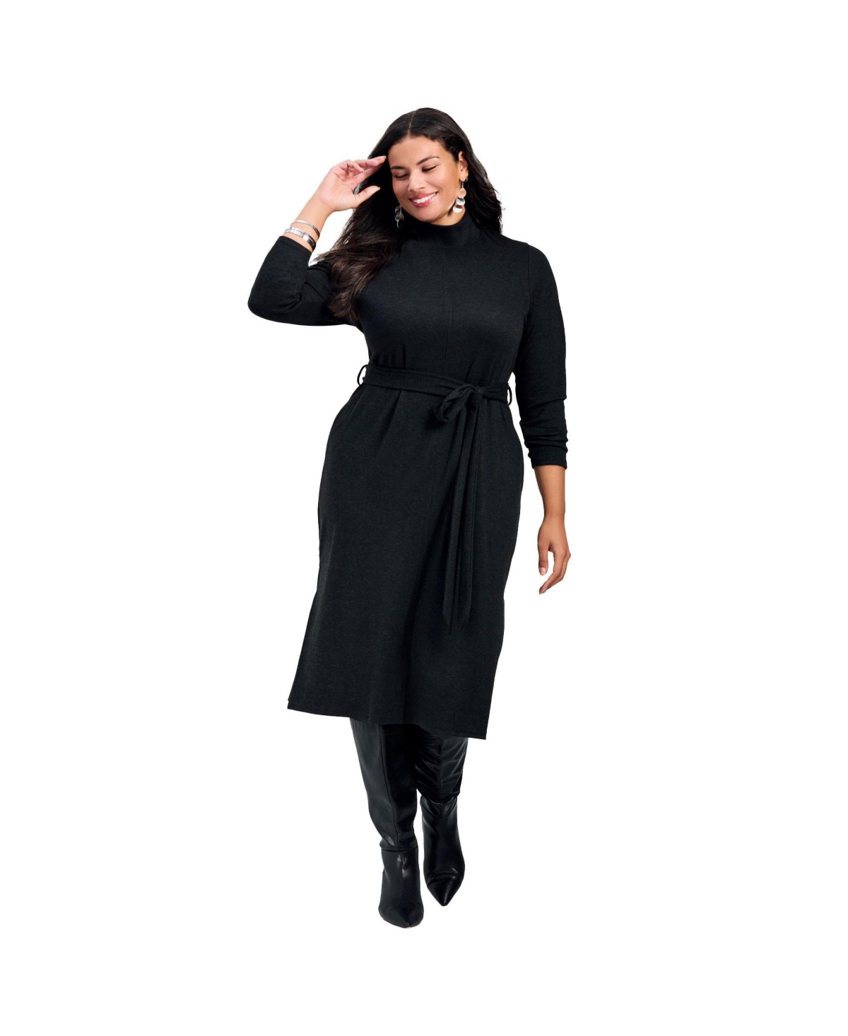 Click here for Avenue Womens Ray Of Light Sweater Dress - Black prices