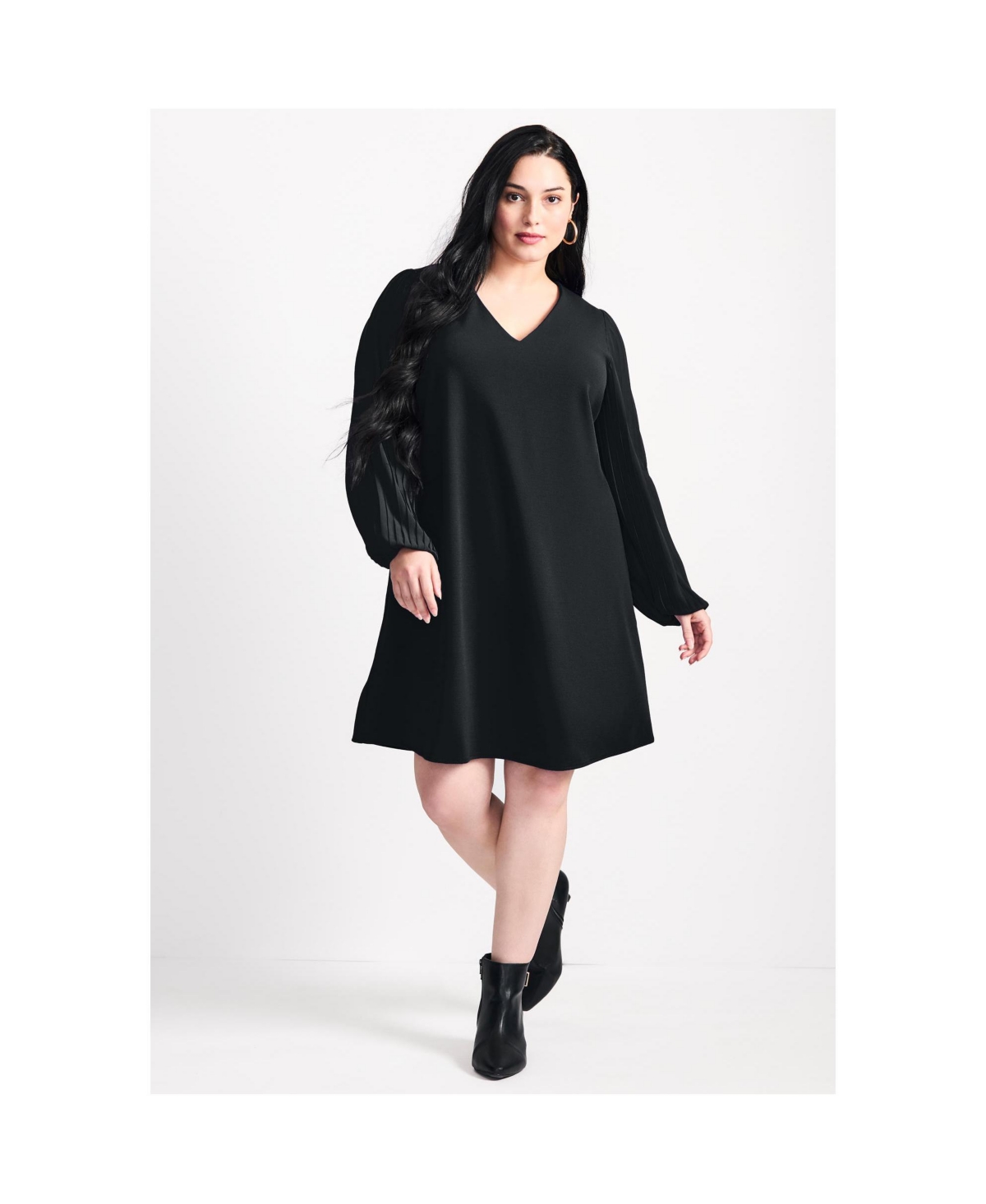 Click here for Avenue Womens Plus Size Paloma Blouson Pleated Sle... prices