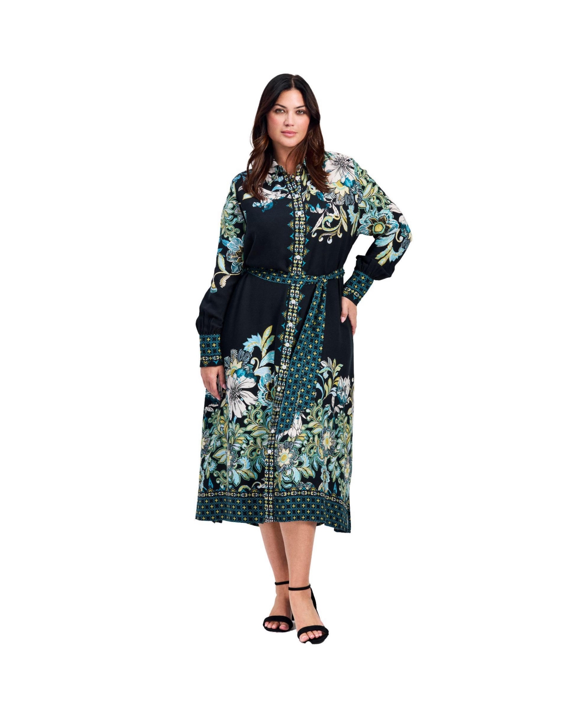 Click here for Avenue Womens Plus Size La Luna Shirtdress - Green... prices