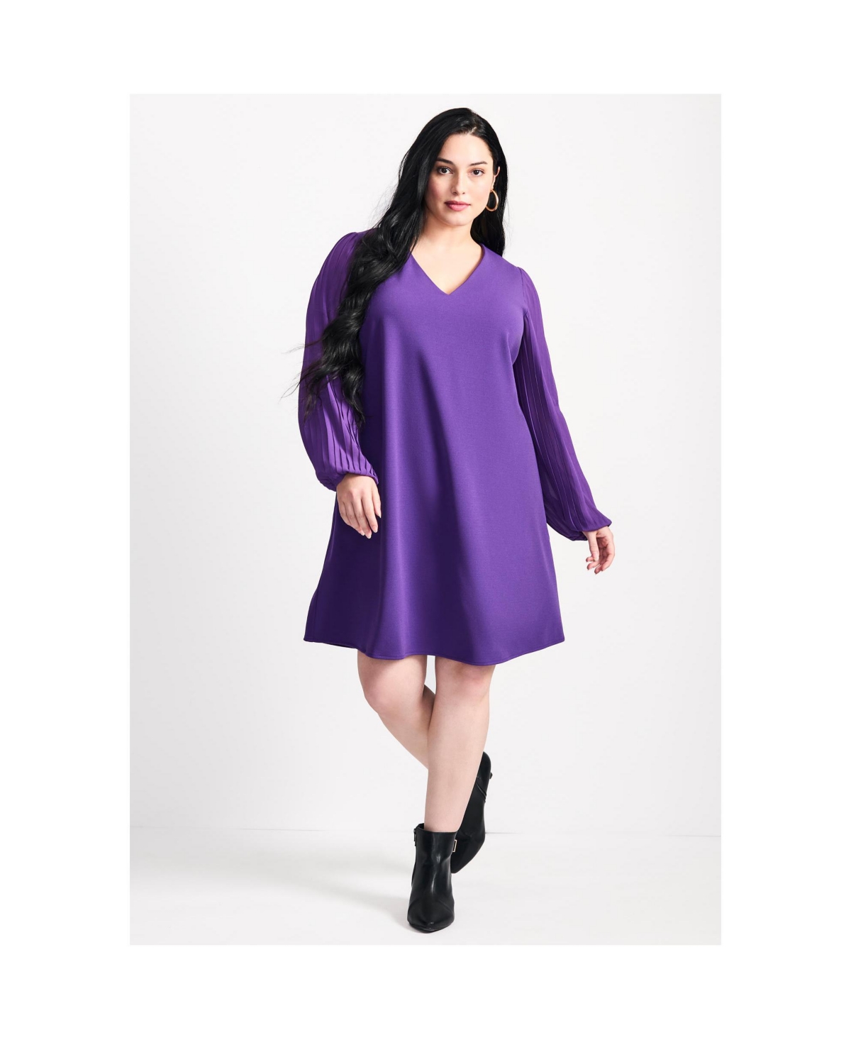 Click here for Avenue Womens Plus Size Paloma Blouson Pleated Sle... prices