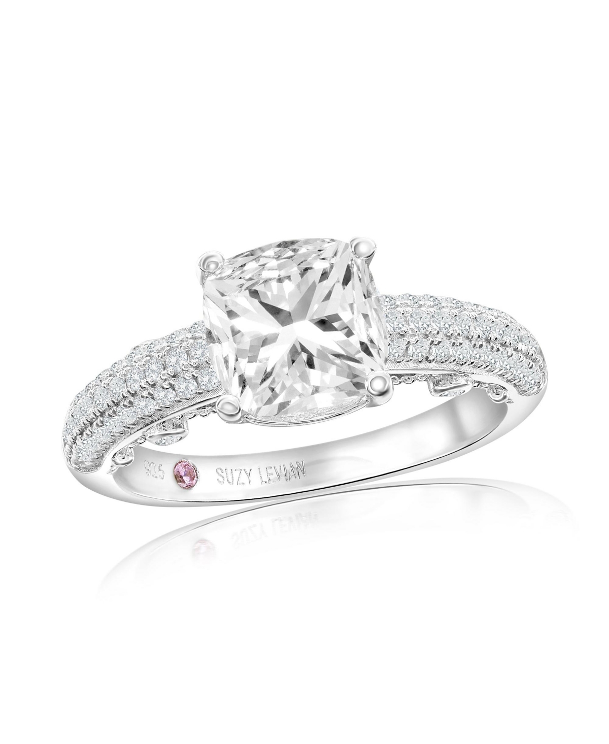 Click here for Suzy Levian Sterling Silver Cushion Cut White Cubi... prices