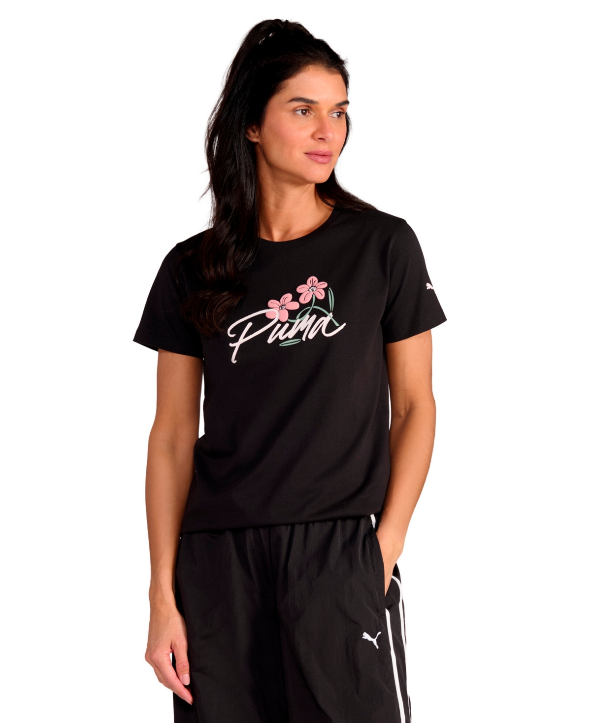 Click here for Puma Womens Bloomed Floral Graphic T-Shirt - Black prices