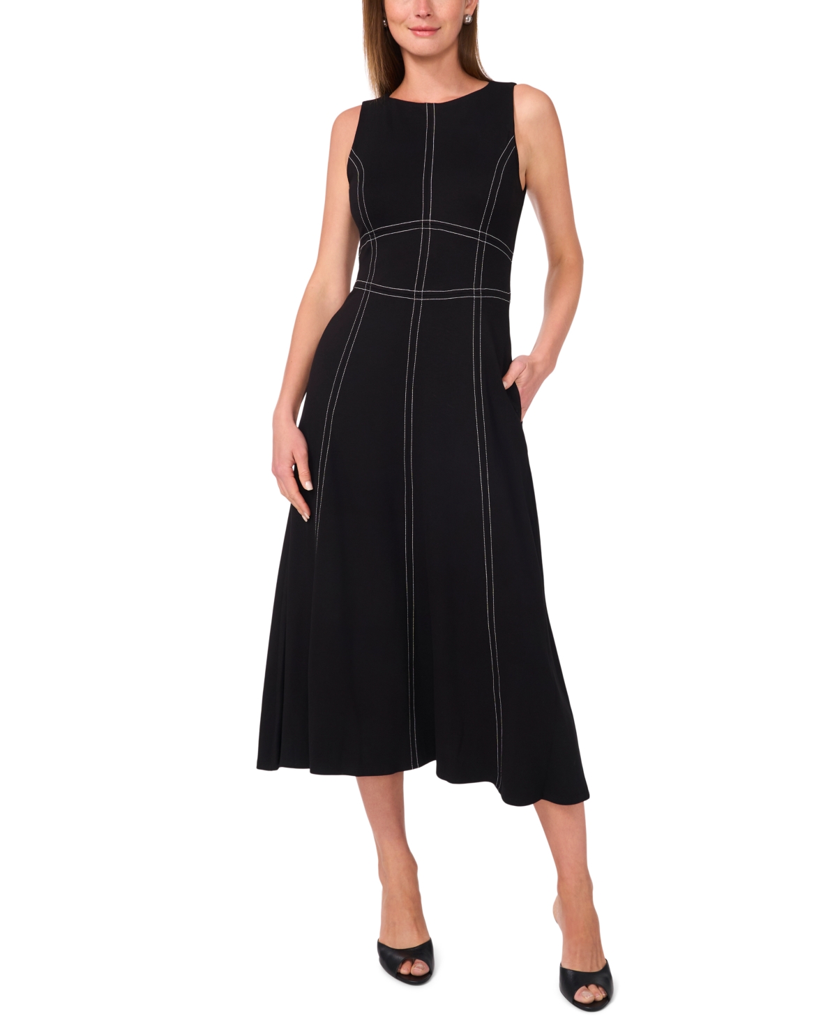 Click here for Msk Petite Sleeveless Midi Dress - Rich Black prices