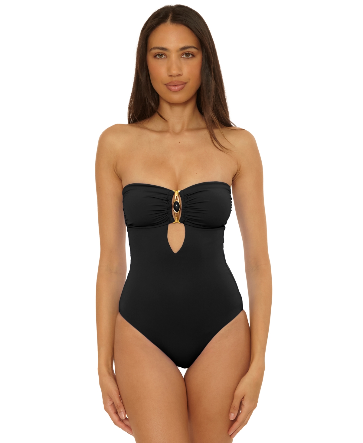 Click here for Becca Womens Rock Solid Gold Buckle One-Piece Swim... prices