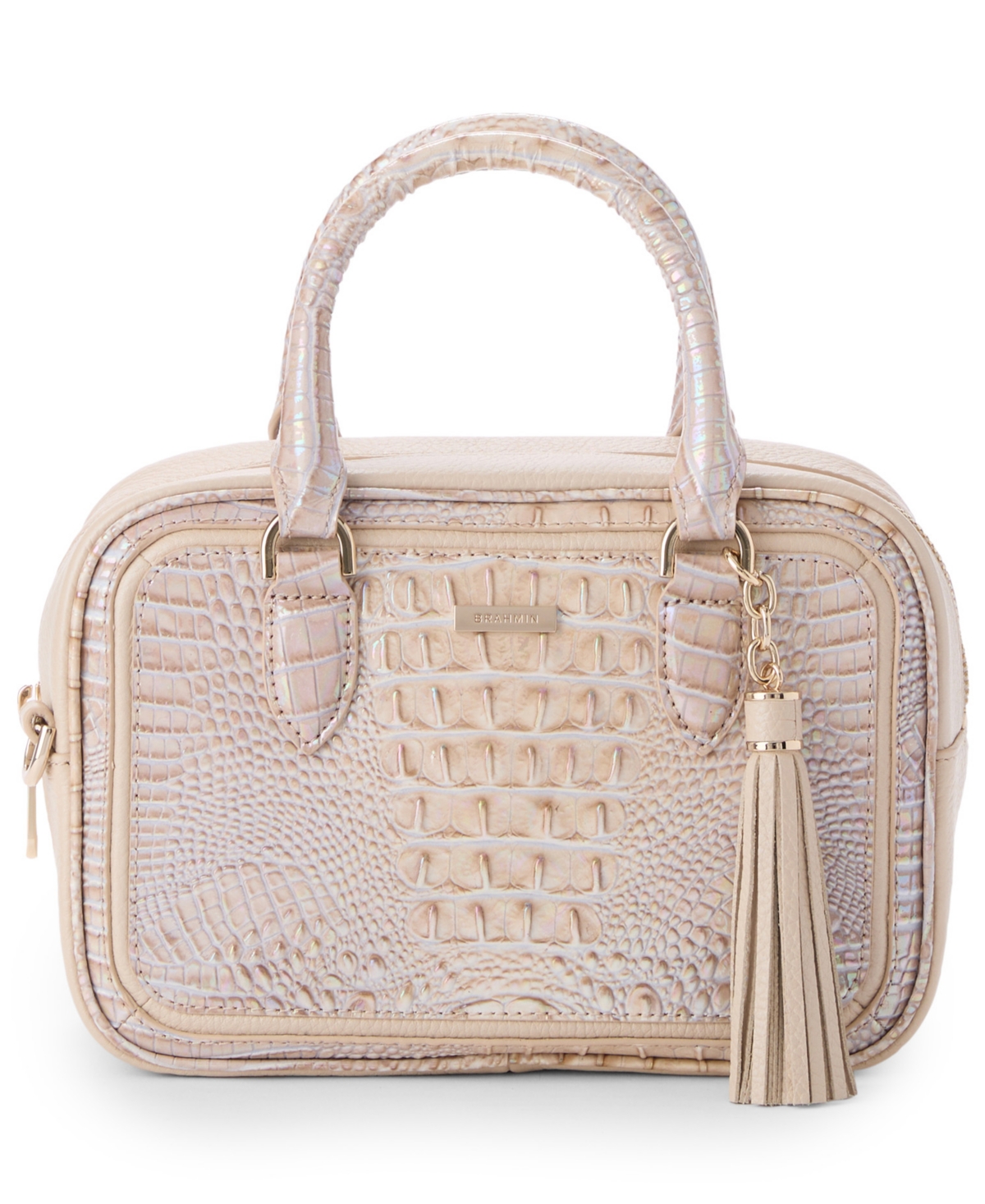 Click here for Brahmin Mara Admire Leather Satchel Bag - Pearl Ad... prices