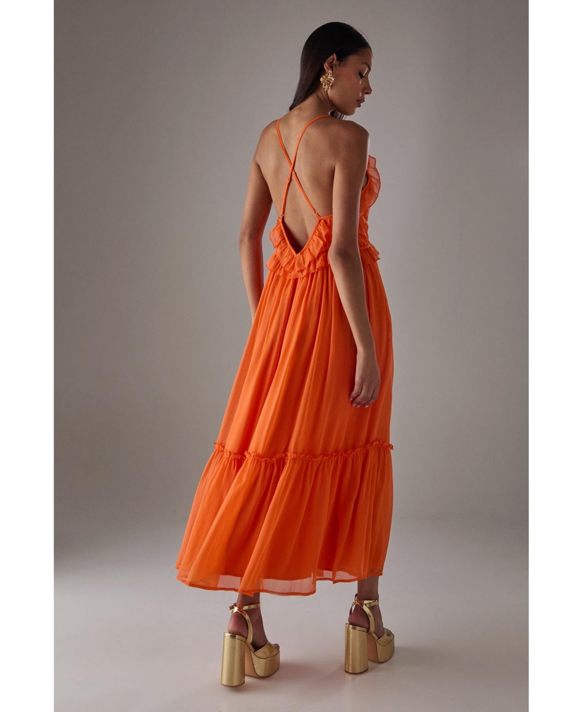 Click here for Warehouse Womens Chiffon Ruffle Strappy Floaty Max... prices