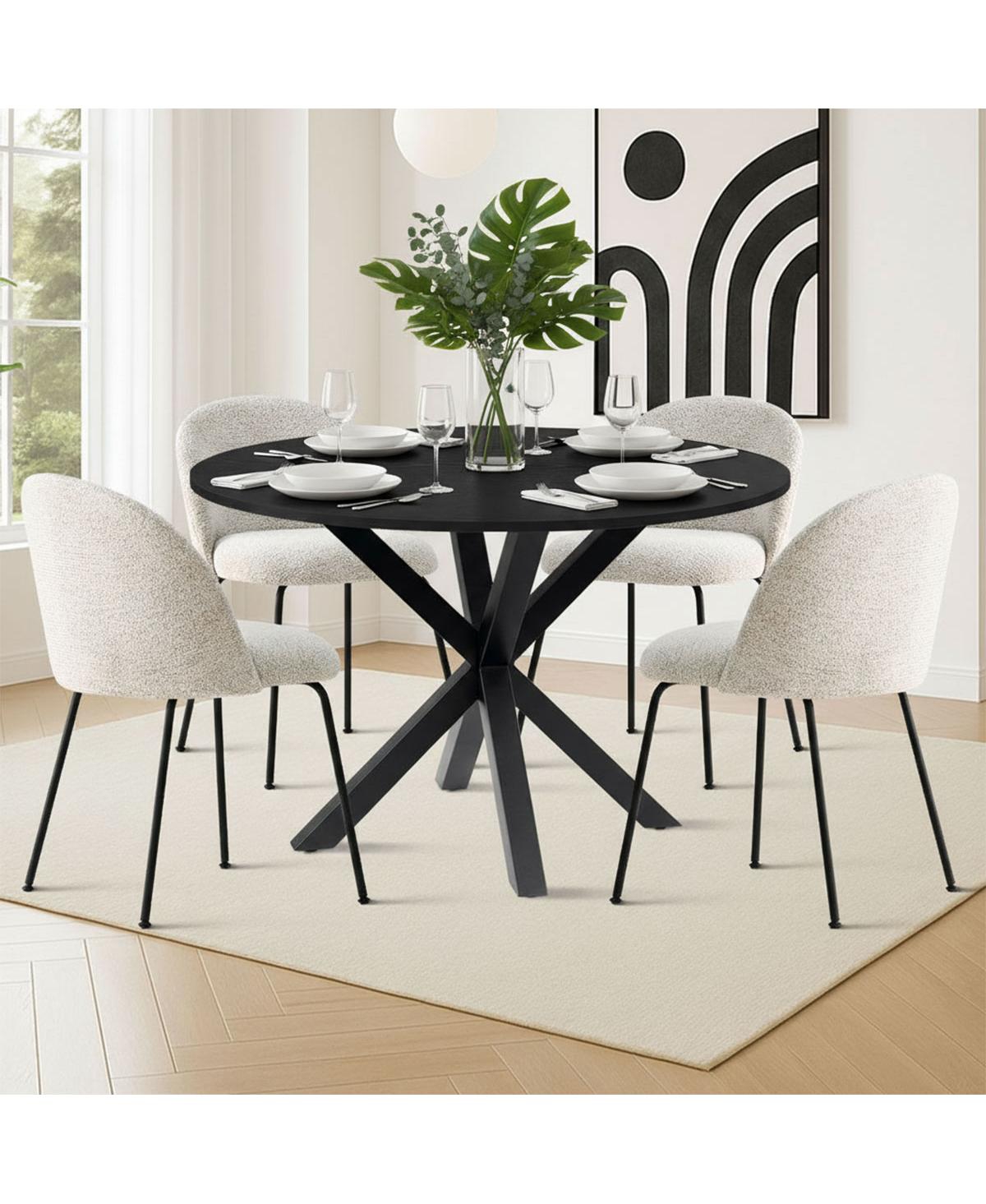 Click here for 5-Piece Round Dining Table Set  39.4 Mdf Wood Grai... prices