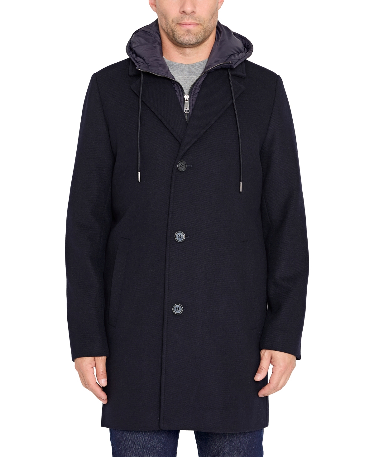 Click here for Sam Edelman Mens Single Breasted Wool Coat - Navy prices