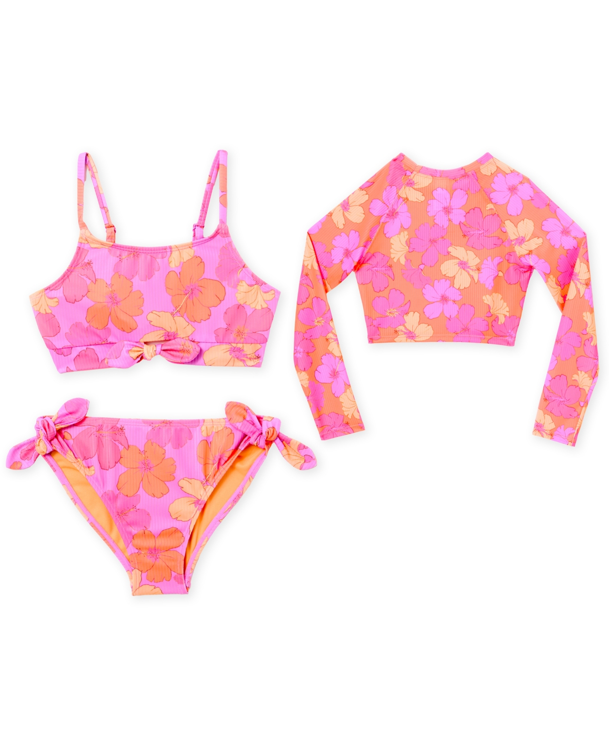 Click here for Angel Beach Girls 7-16 Hibiscus Print Rash Guard... prices