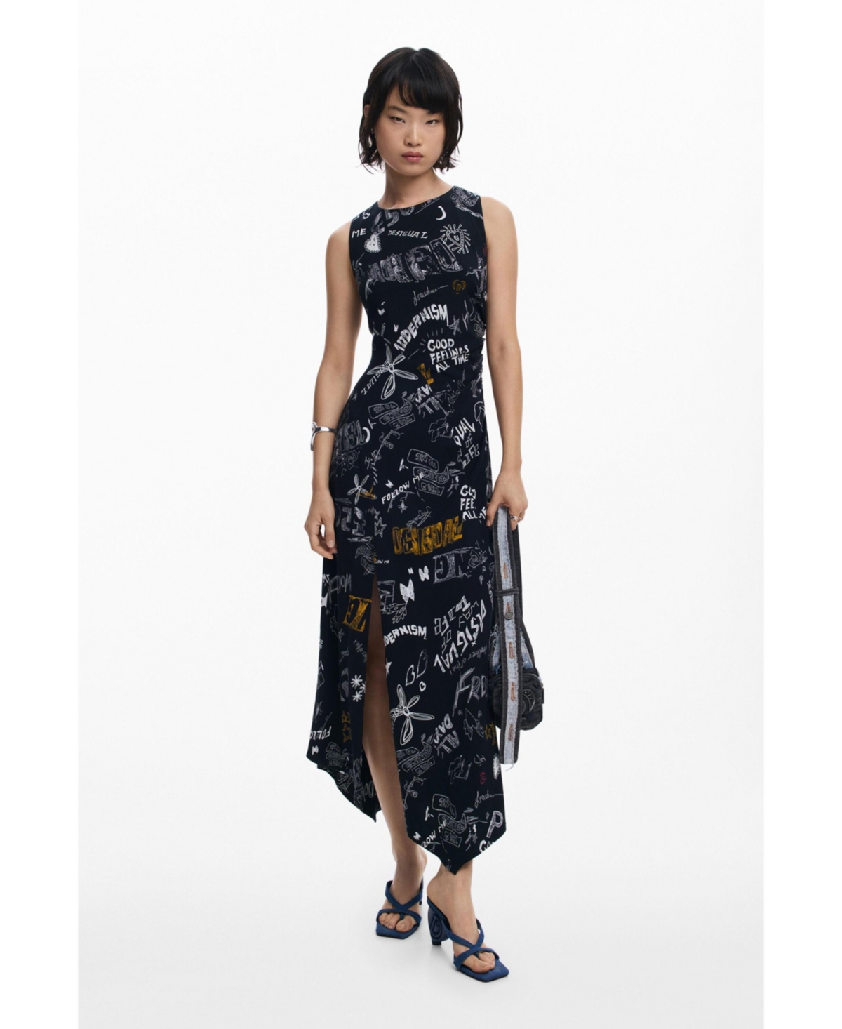 Click here for Desigual Womens Graffiti midi dress - Black prices