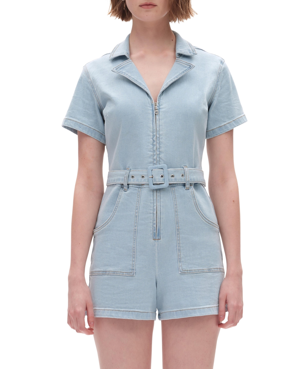 Click here for Bayeas Womens Stretch Denim Belted Zip-Front Pocke... prices