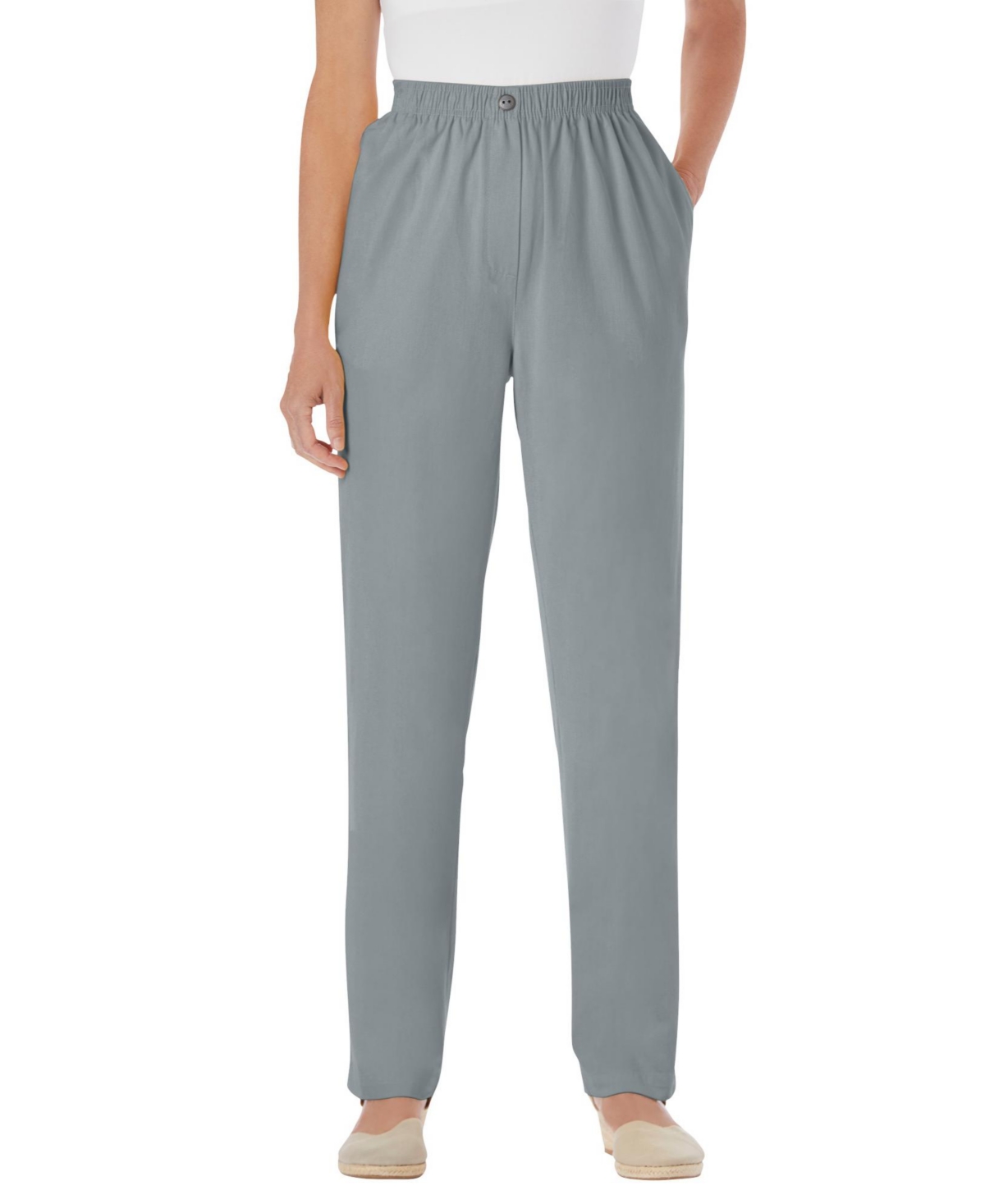 Click here for Woman Within Womens Plus Size Straight-Leg All-Cot... prices