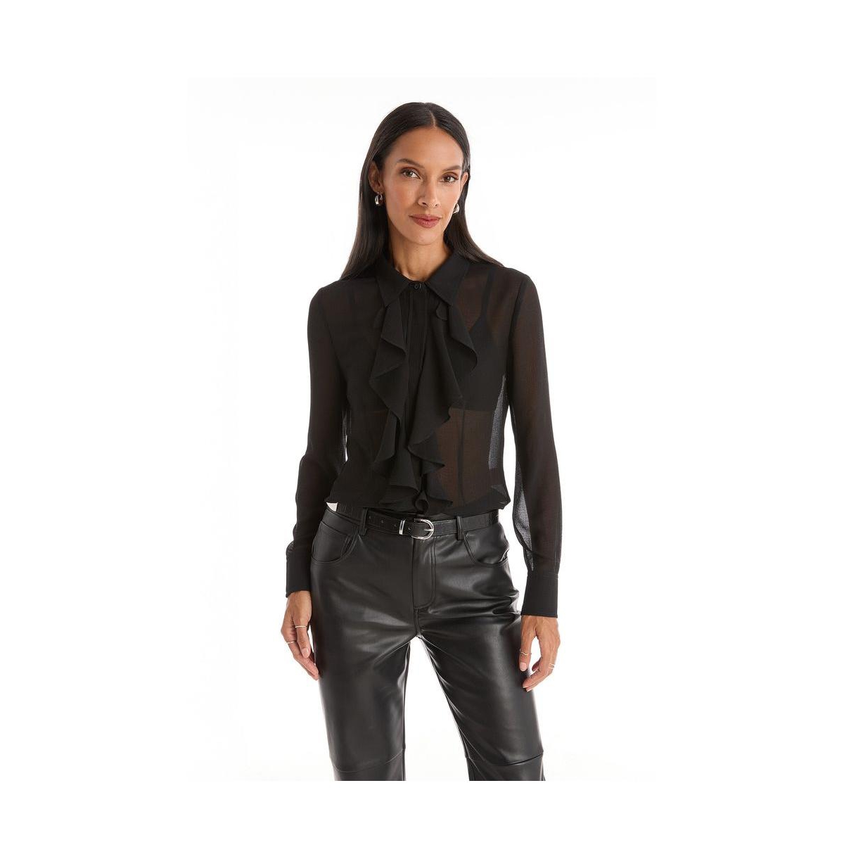 Click here for The Noli Shop Womens Georgia Semi-Sheer Blouse - B... prices