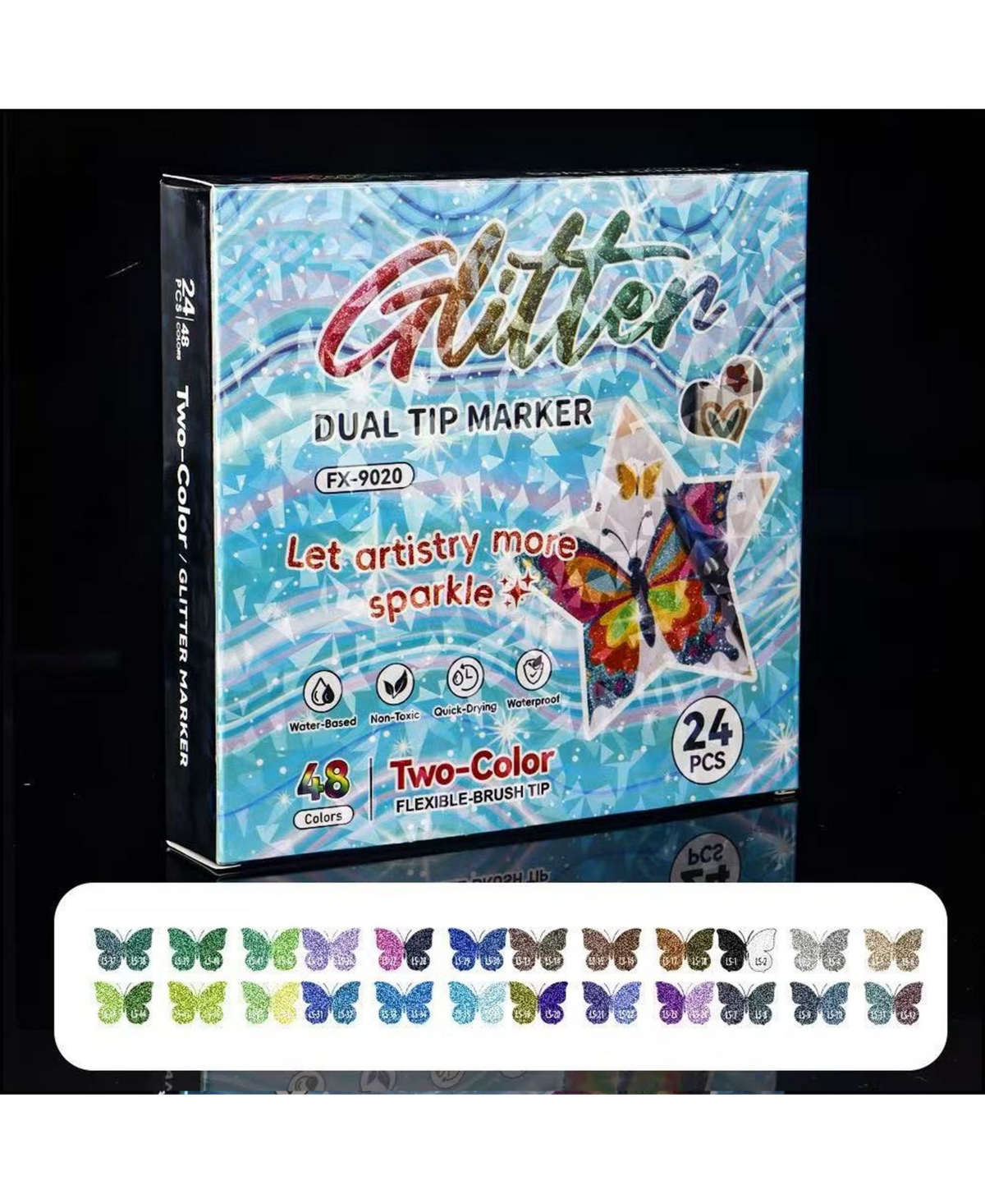 Click here for Htutwoo 24 Colors Glitter Brush Markers  Double-En... prices