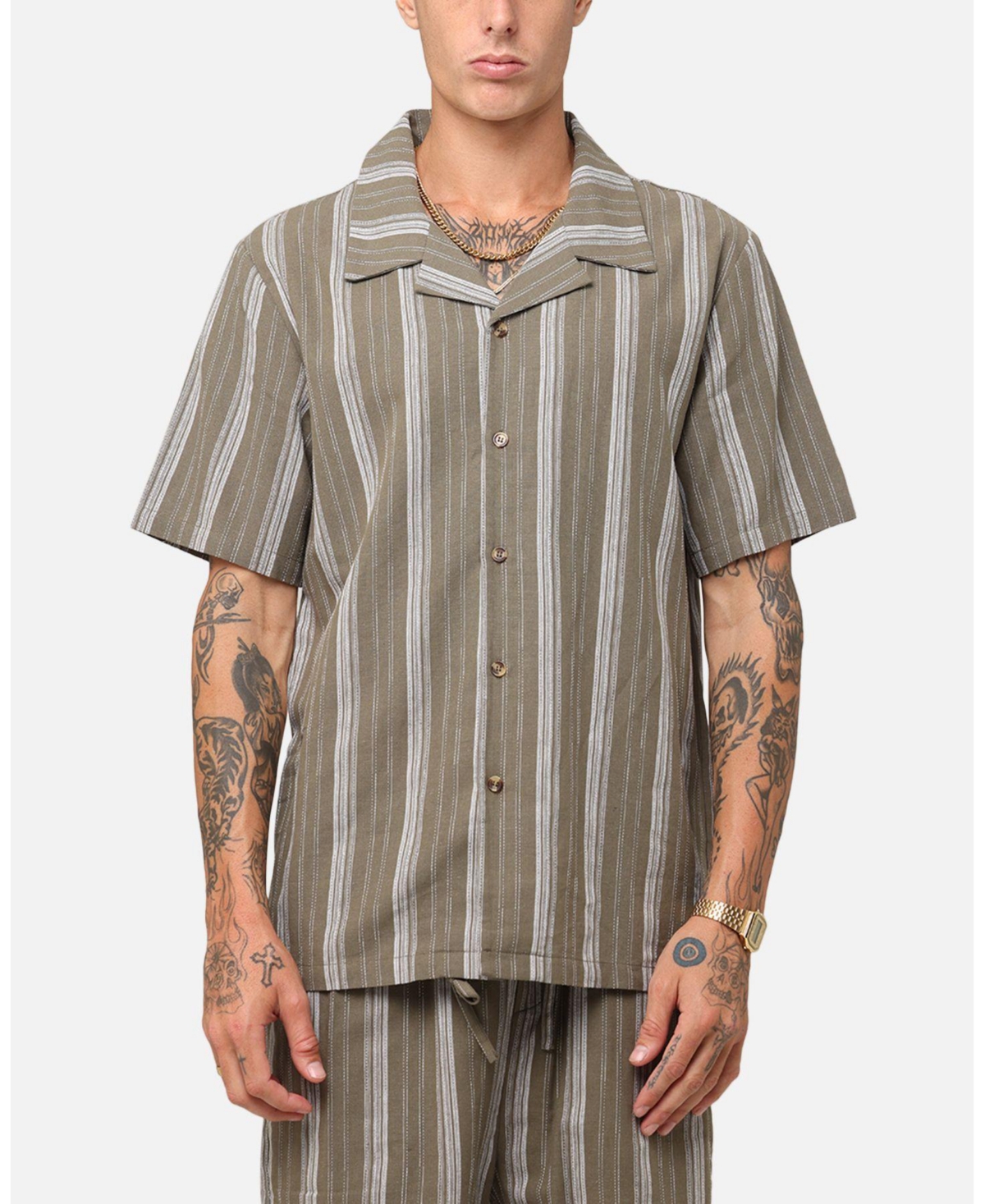 Click here for Xxiii Mens Condesa Linen Button Up Shirt - Green/g... prices