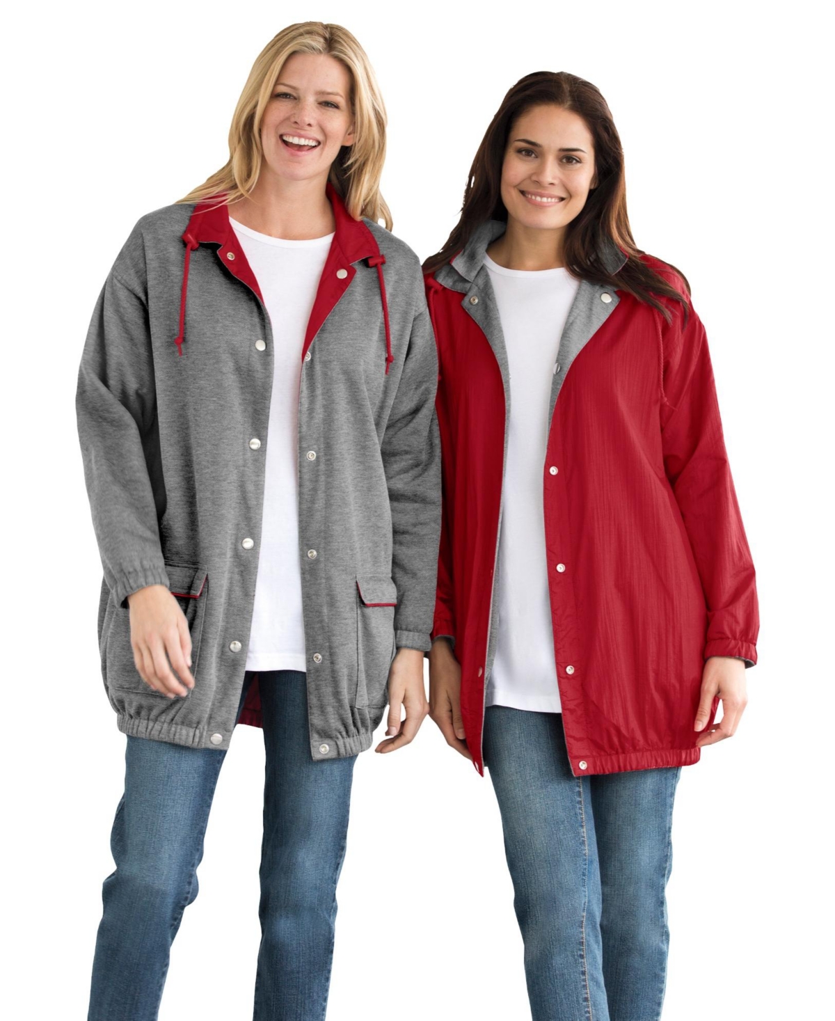 Click here for Woman Within Plus Size Fleece Nylon Reversible Jac... prices