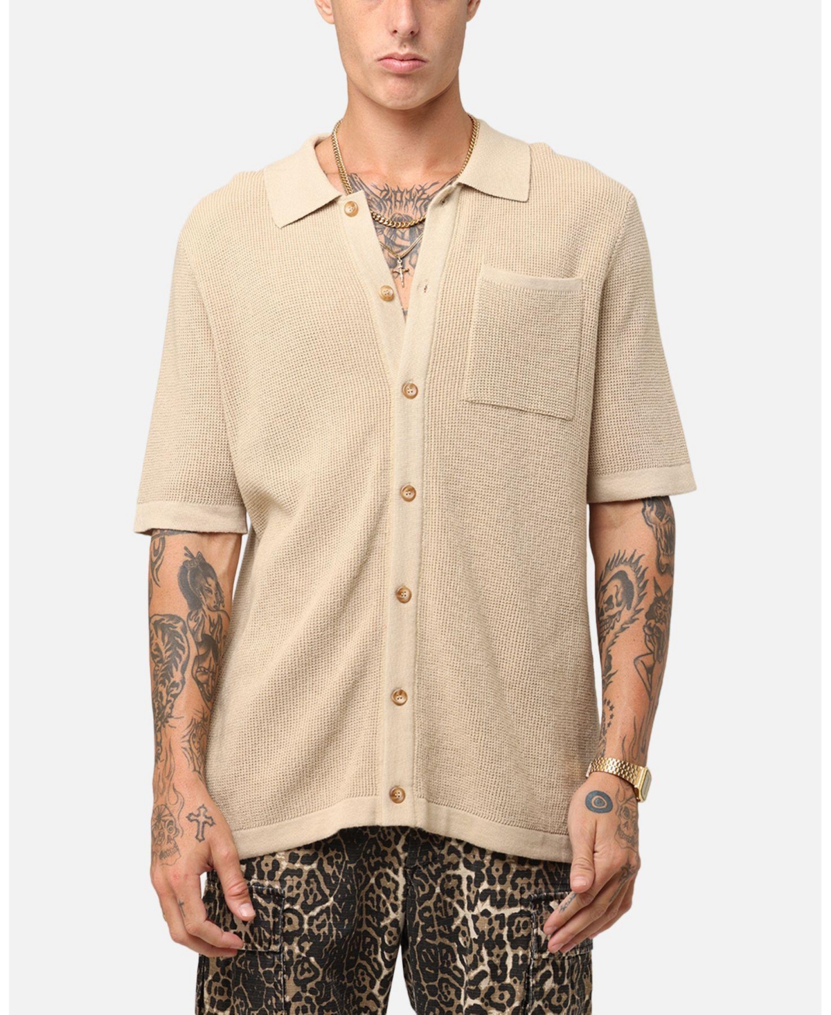 Click here for Xxiii Mens Zyair Knit Rib Button Up Shirt prices
