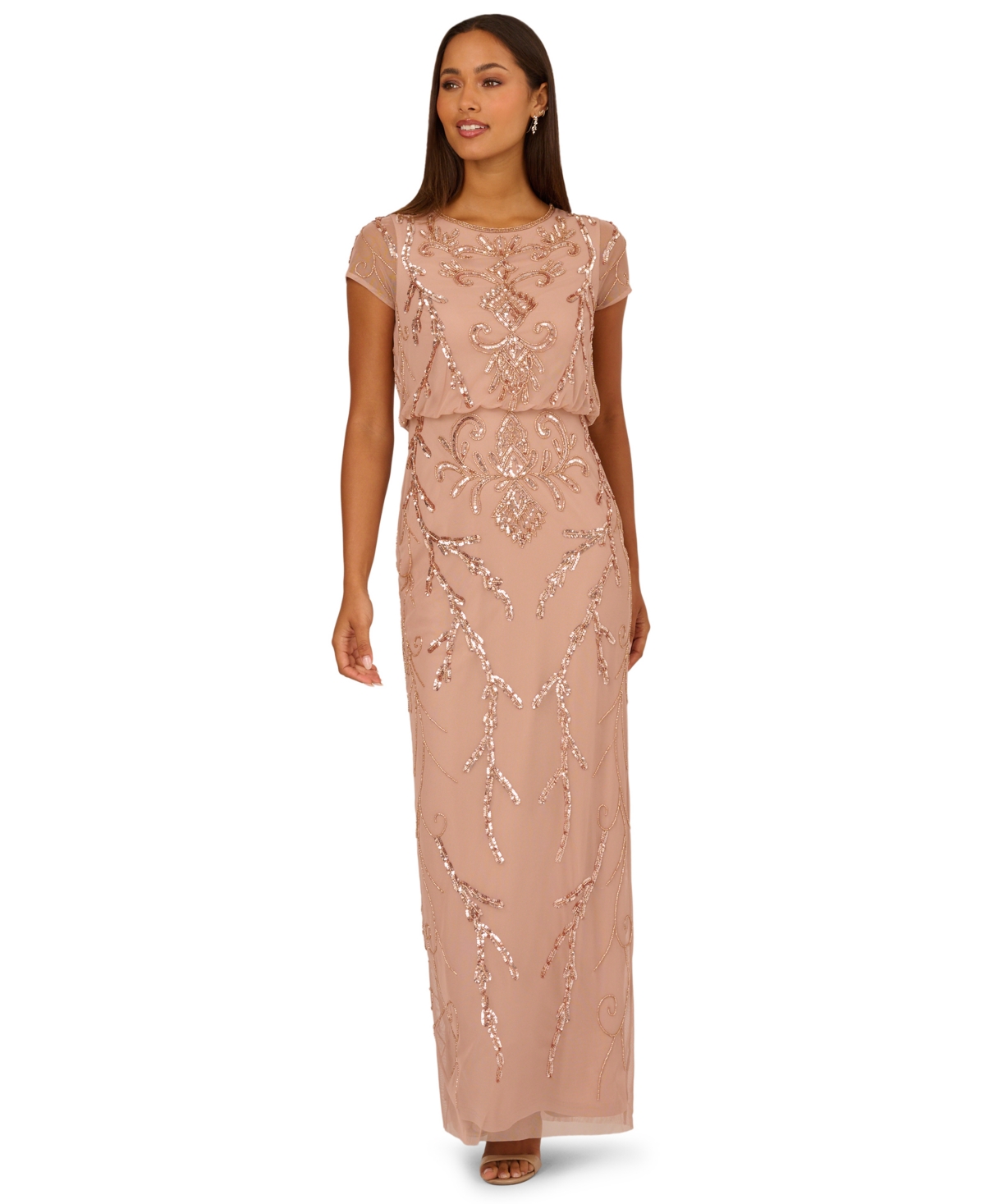 Click here for Adrianna Papell Petite Bead Blouson Long Dress - R... prices