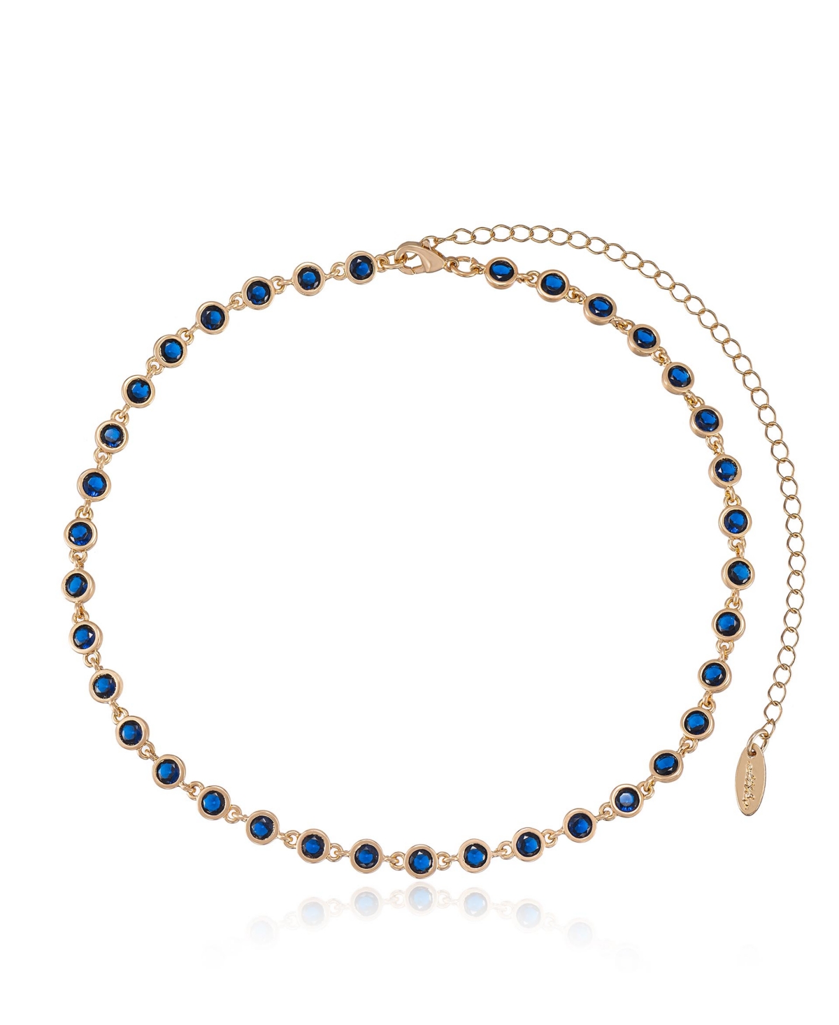 Click here for Ettika Crystal Disc Link Necklace - Sapphire prices