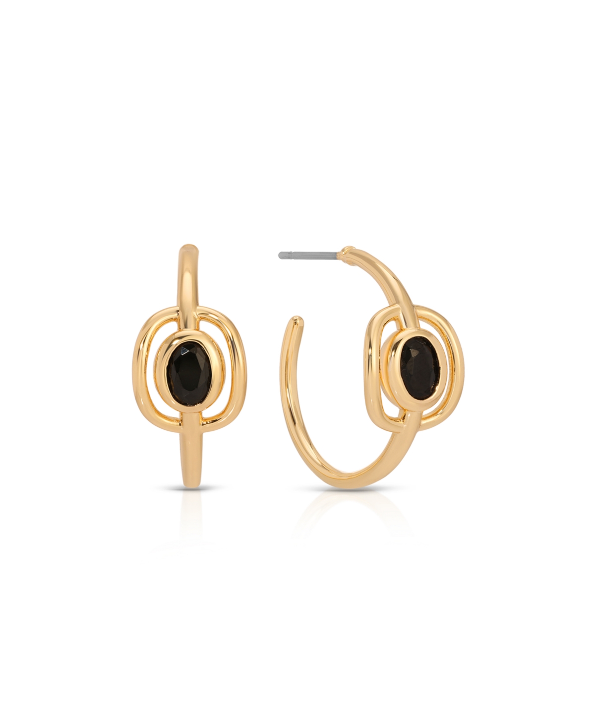 Click here for Ettika Gold Plated Crystal Cage Hoop Earrings - Bl... prices