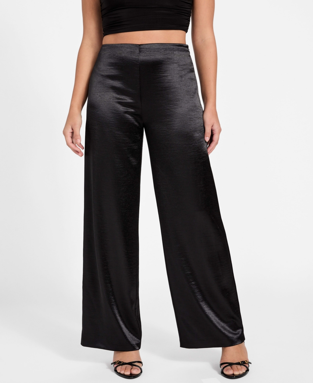 Click here for Guess Womens Julie Satin High Rise Pants - Jet Bla... prices
